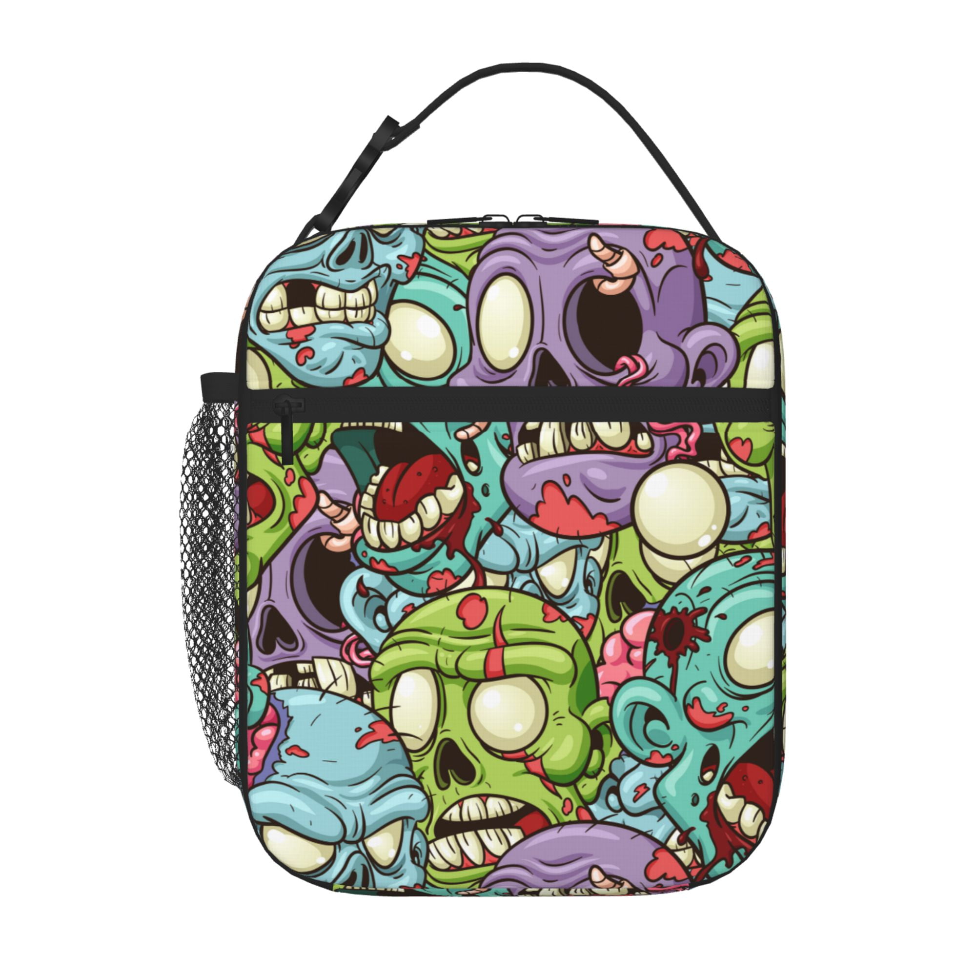 TEQUAN Portable Lunch Bag, Colorful Yelling Zombie Pattern Reusable ...
