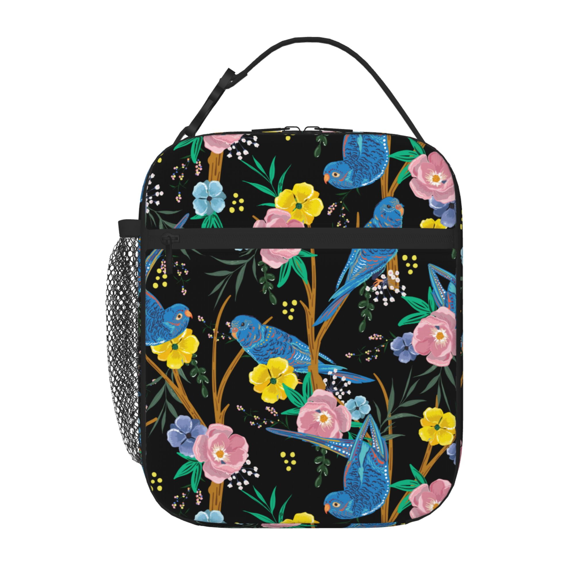 TEQUAN Portable Lunch Bag, Colourful Flowers Birds Forest Pattern ...
