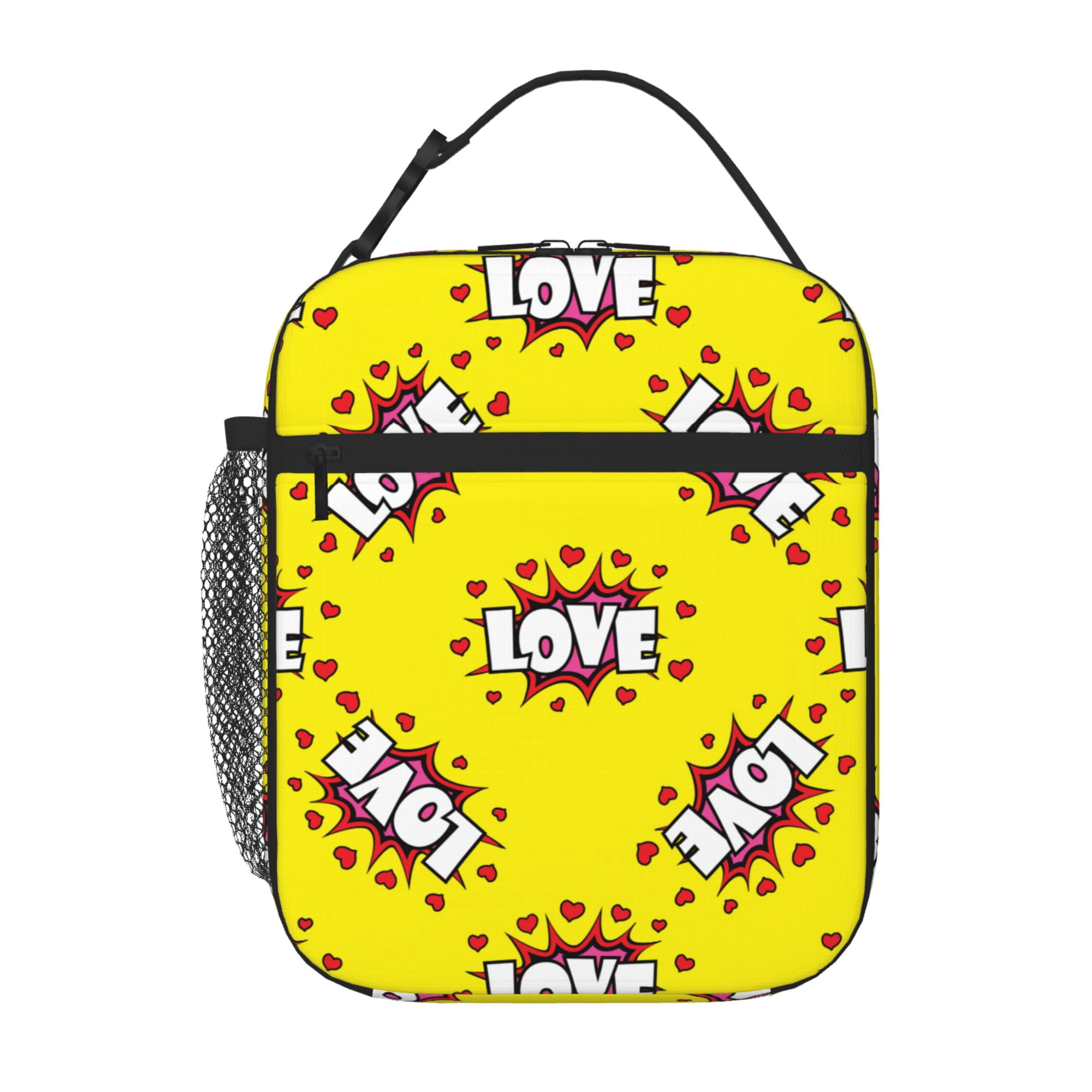 TEQUAN Portable Lunch Bag, Comic Sound Effects Love Pattern Reusable ...