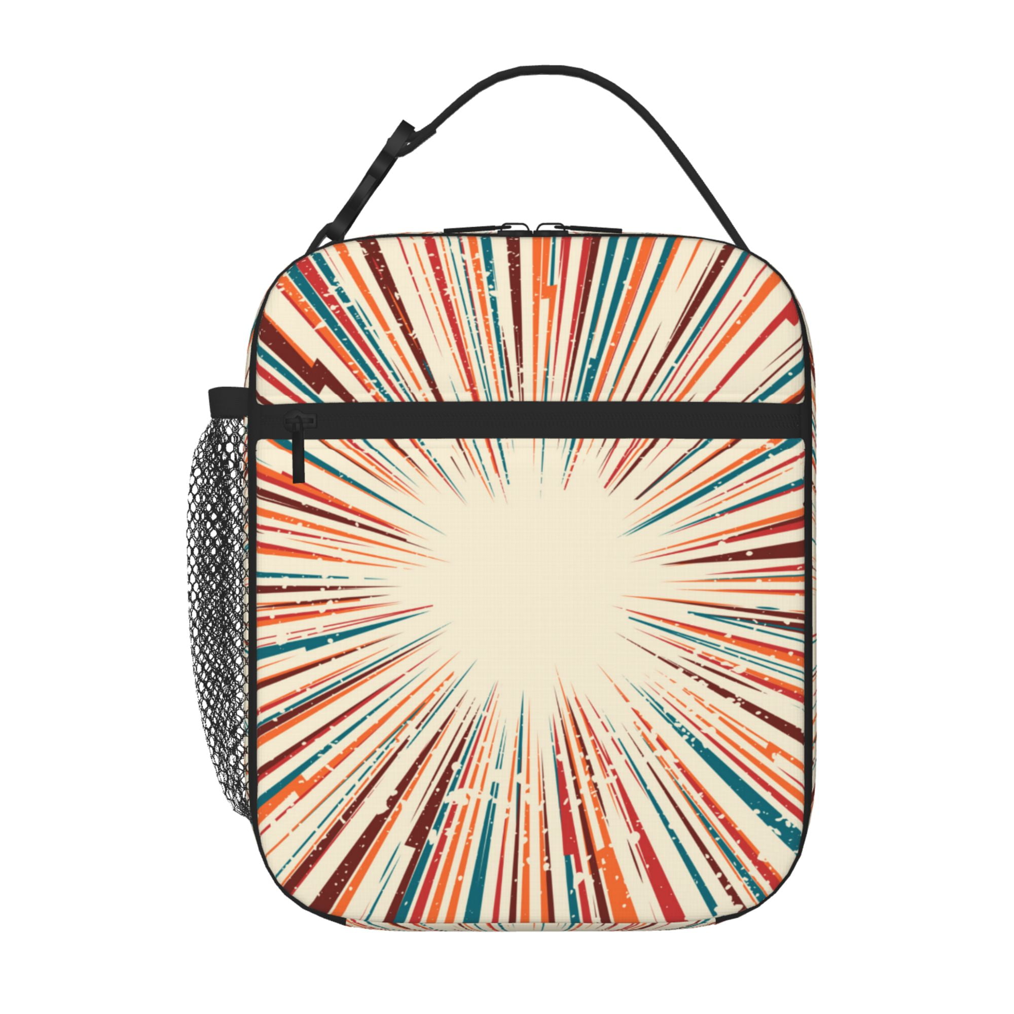 TEQUAN Portable Lunch Bag, Comic Sun Rays Colorful Pattern Reusable ...