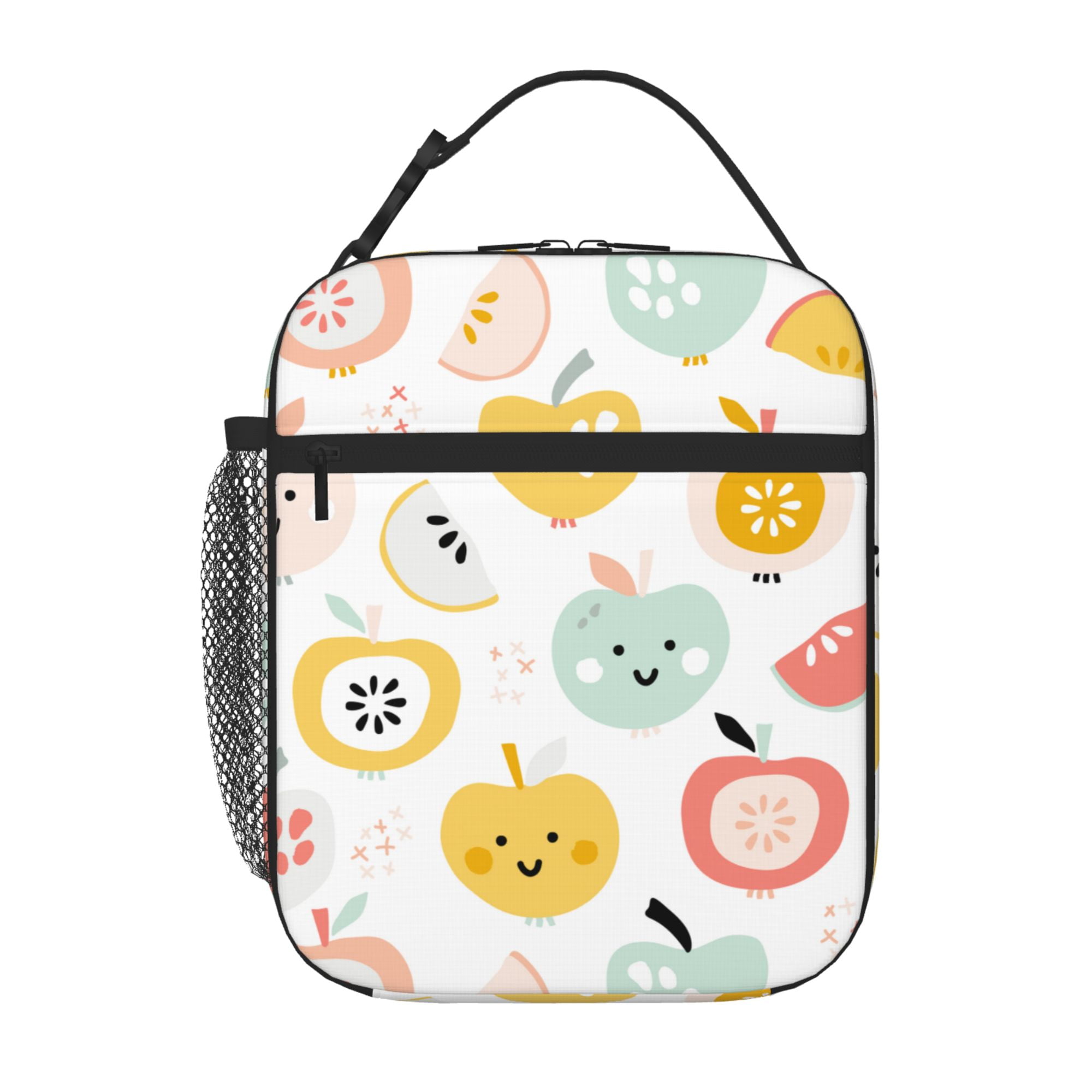 TEQUAN Portable Lunch Bag, Cute Funny Smiling Fruits Pattern Reusable ...
