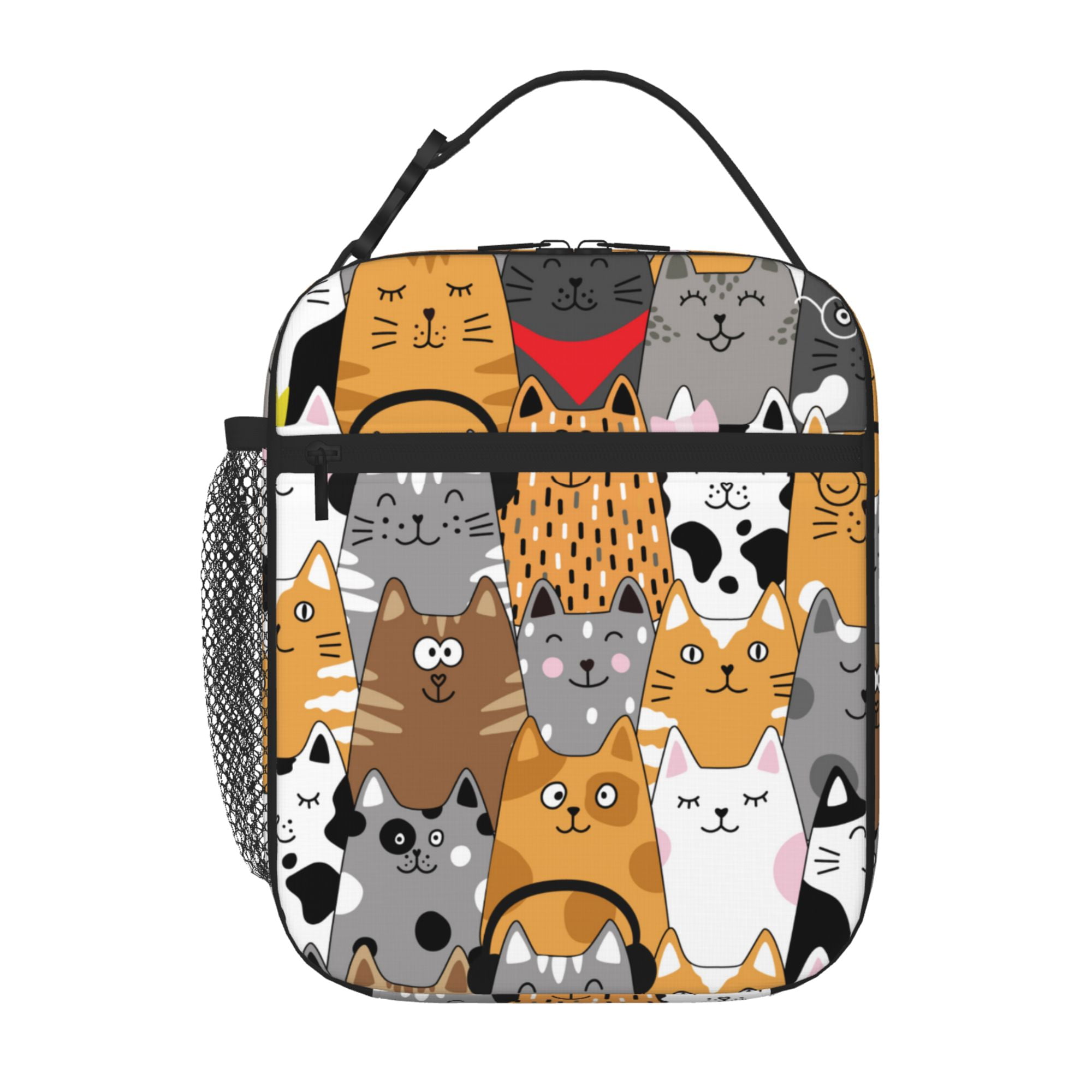TEQUAN Portable Lunch Bag, Funny Cartoon Cats Animals Pattern Reusable ...