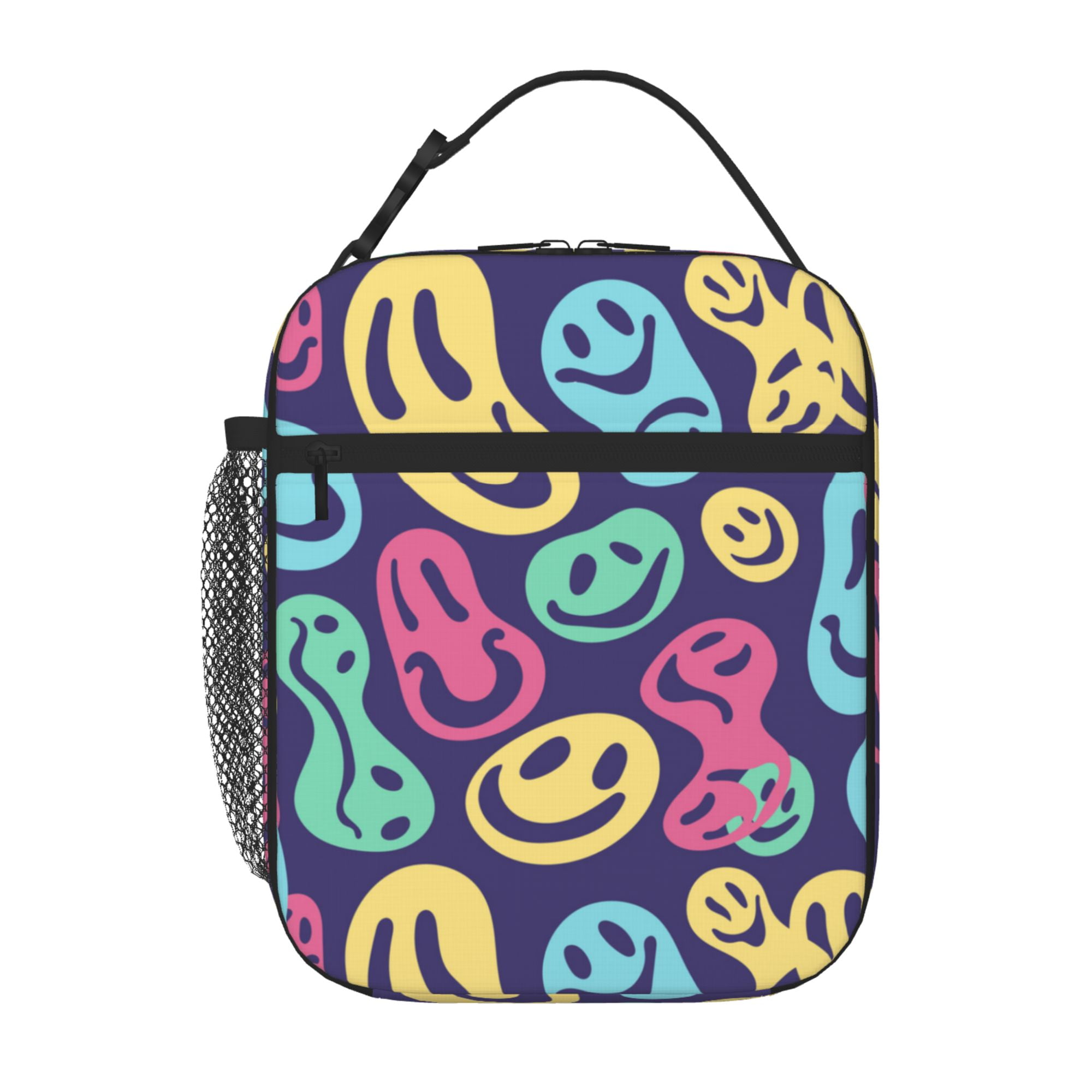 TEQUAN Portable Lunch Bag, Funny Distorted Smile Face Pattern Reusable ...