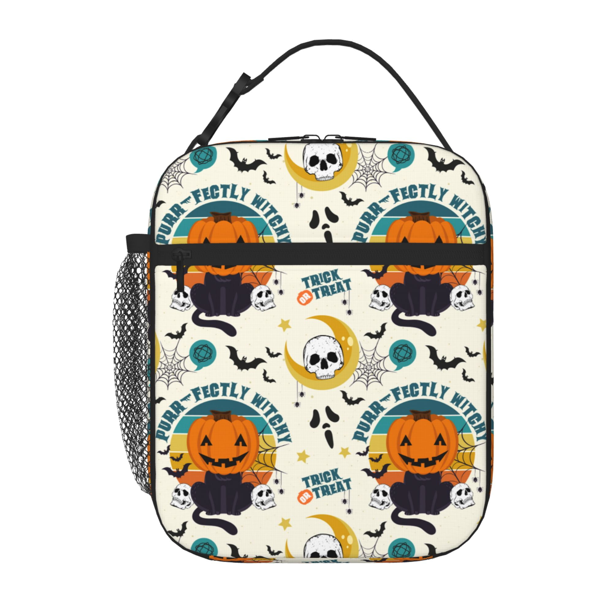 TEQUAN Portable Lunch Bag, Funny Pumpkin Head Cats Pattern Reusable ...