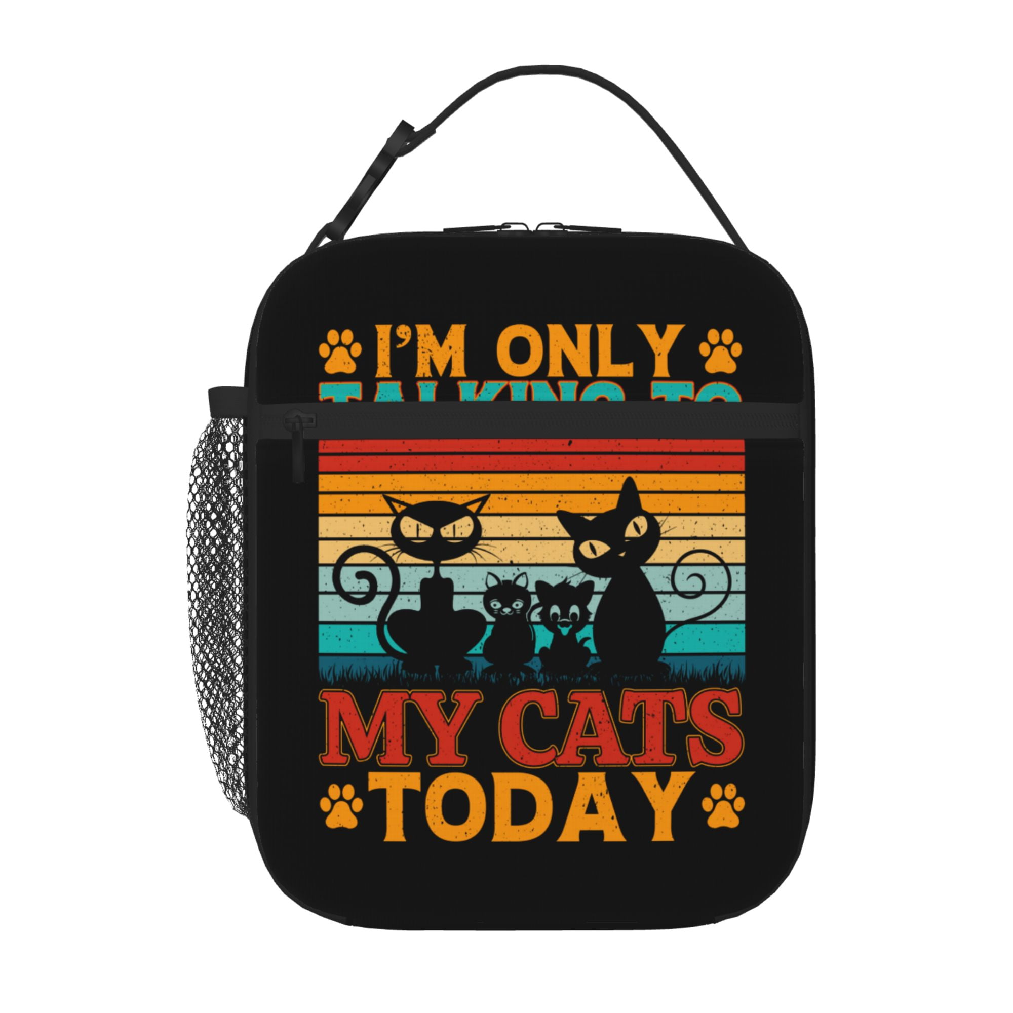 TEQUAN Portable Lunch Bag, Funny Vintage Black Cats Pattern Reusable ...
