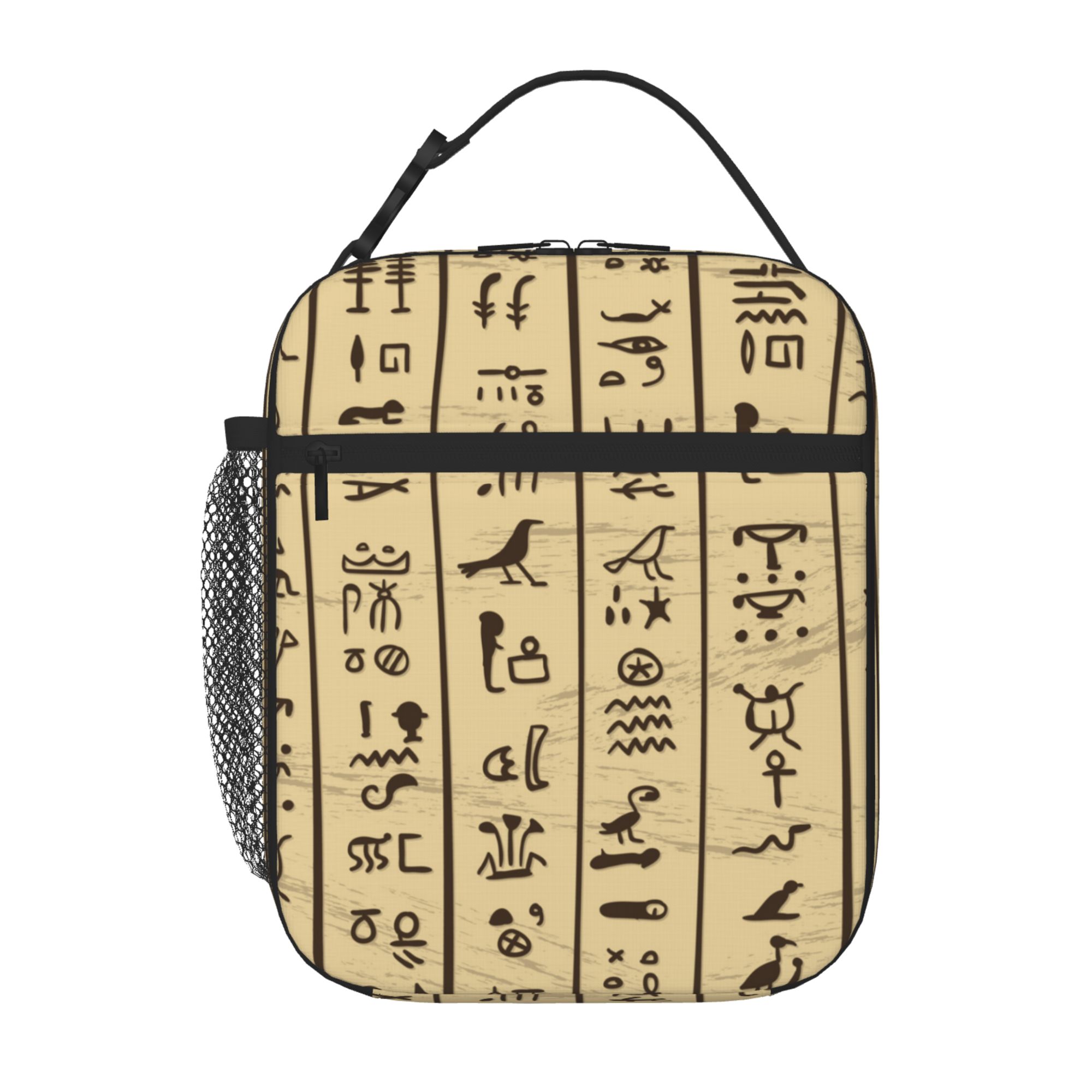 TEQUAN Portable Lunch Bag, Golden Egyptian Hieroglyphic Pattern ...
