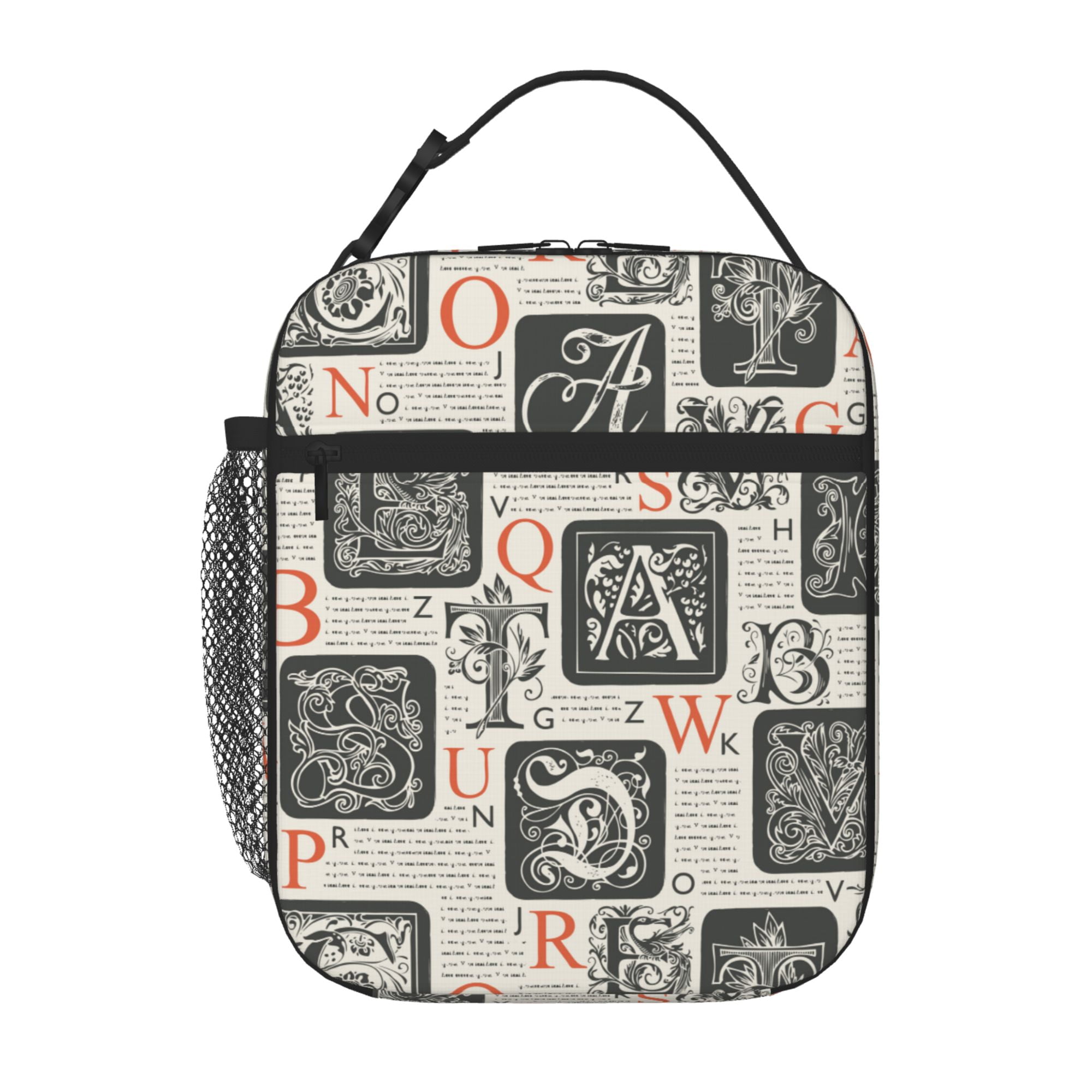 TEQUAN Portable Lunch Bag, Gothic Style Alphabet Letters Pattern ...
