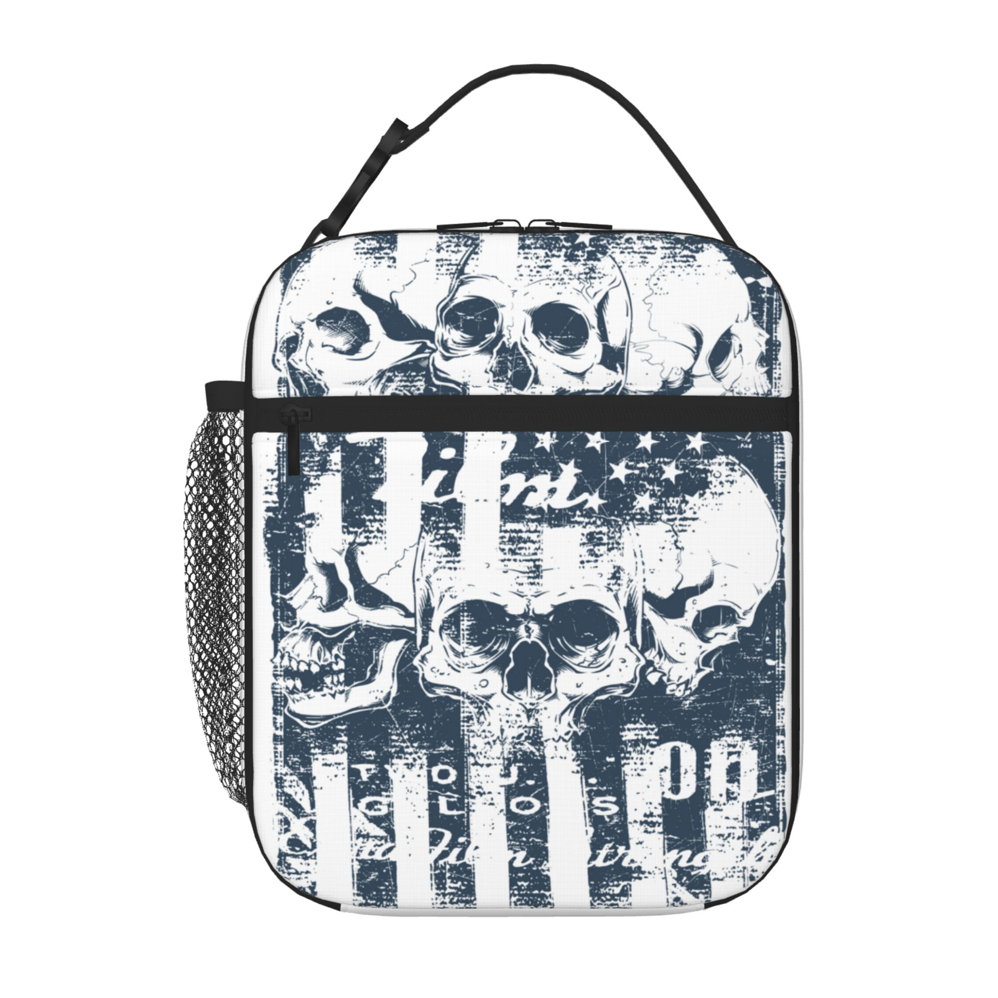 TEQUAN Portable Lunch Bag, Gothic Us Flag Skulls Pattern Reusable ...