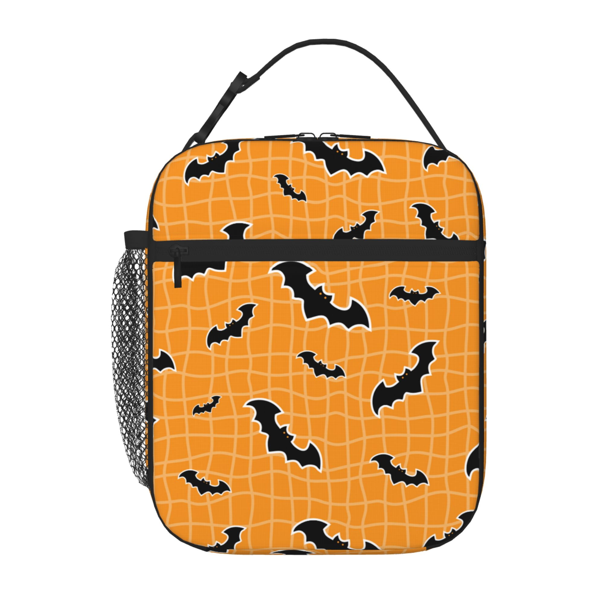 TEQUAN Portable Lunch Bag, Halloween Black Bats Pattern Reusable ...