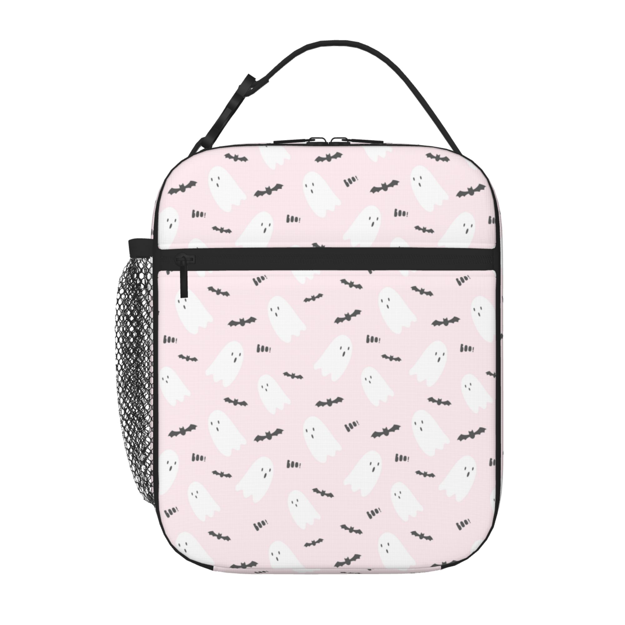 TEQUAN Portable Lunch Bag, Halloween Ghosts Bats Pink Pattern Reusable ...