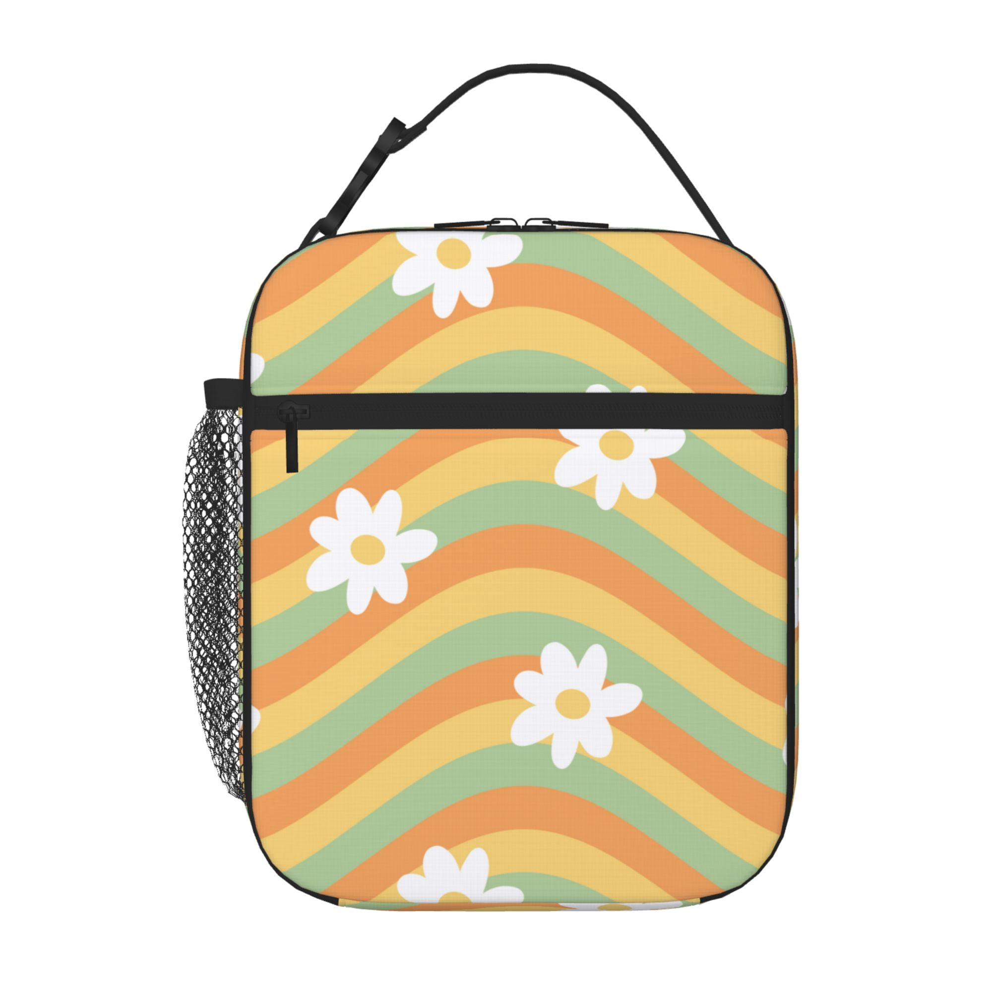 TEQUAN Portable Lunch Bag, Hippie Rainbow Wave Lines Pattern Reusable ...