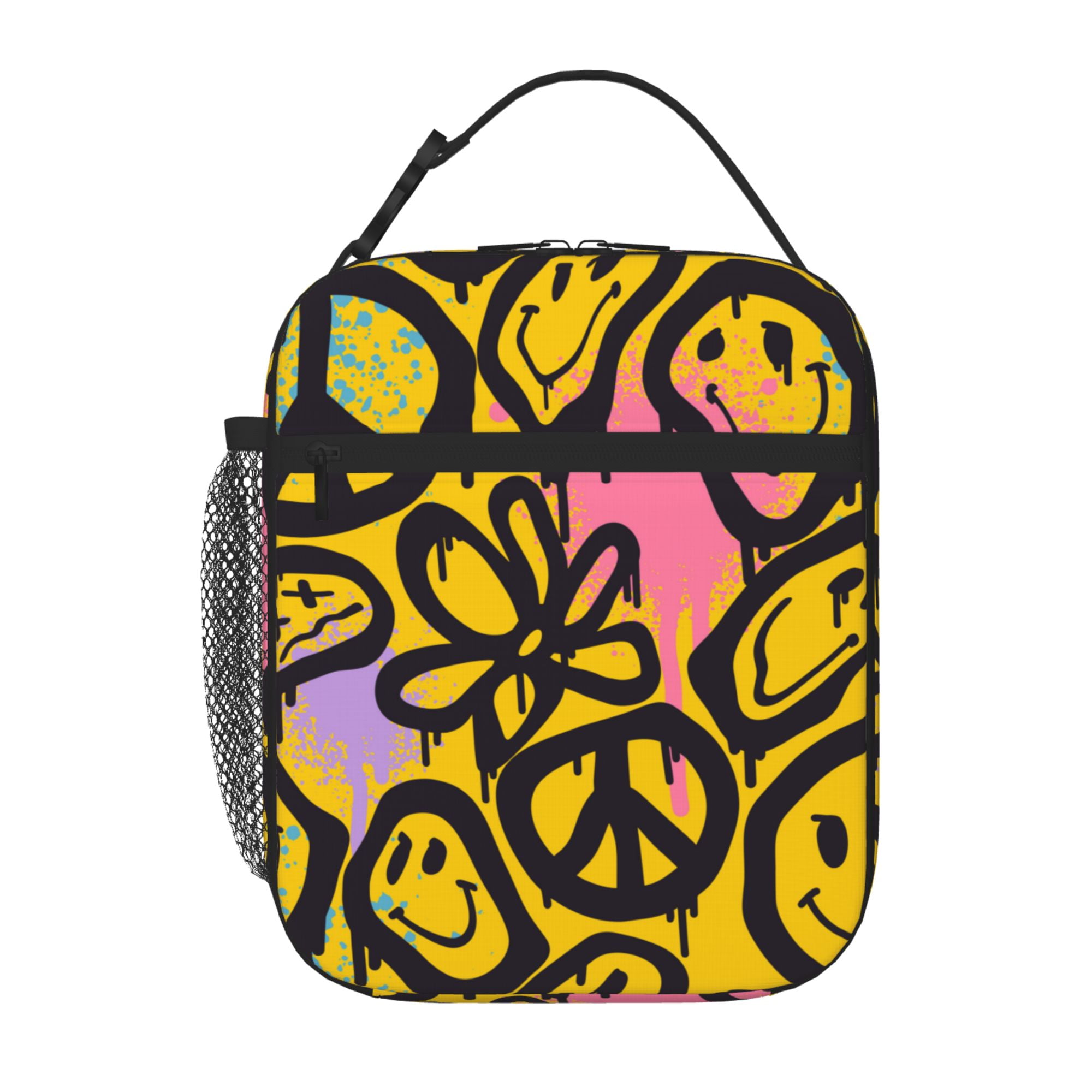 TEQUAN Portable Lunch Bag, Psychedelic Hippie Smile Graffiti Pattern ...