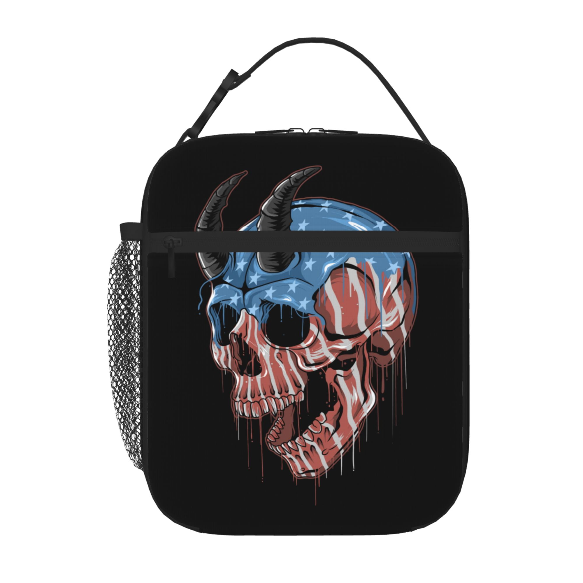 TEQUAN Portable Lunch Bag, Punk Rock American Flag Skull Pattern ...