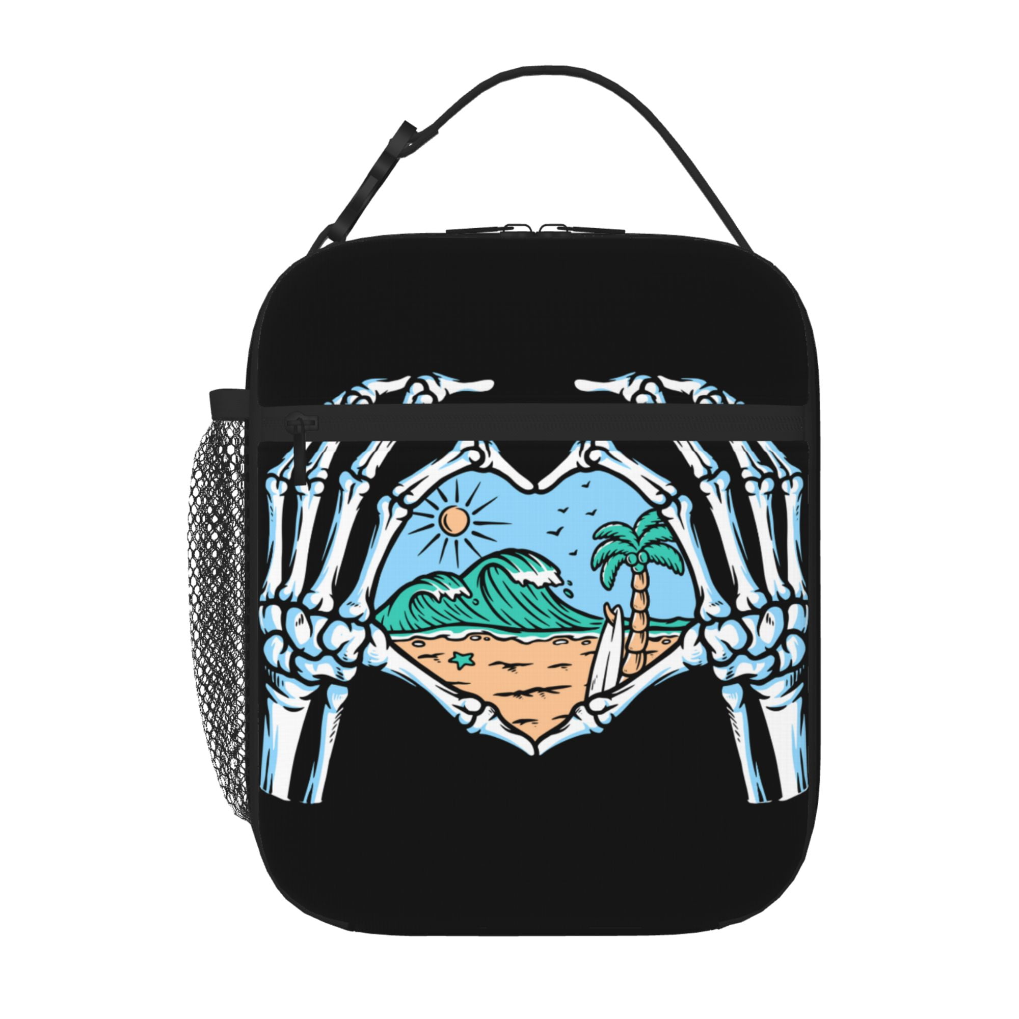 TEQUAN Portable Lunch Bag, Skull Hand Love Beach Pattern Reusable ...