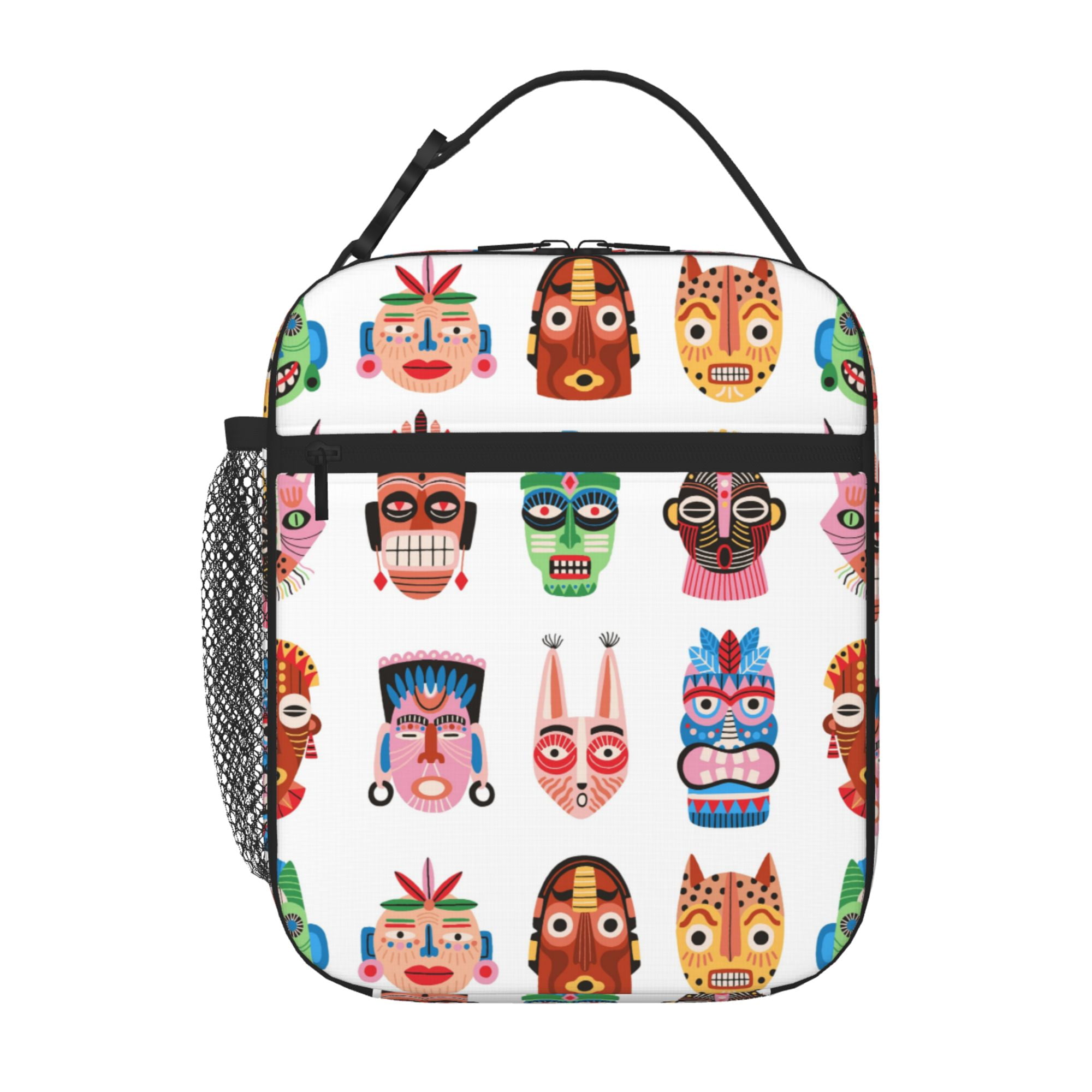 TEQUAN Portable Lunch Bag, Traditional Ethnic Tribal Masks Pattern ...