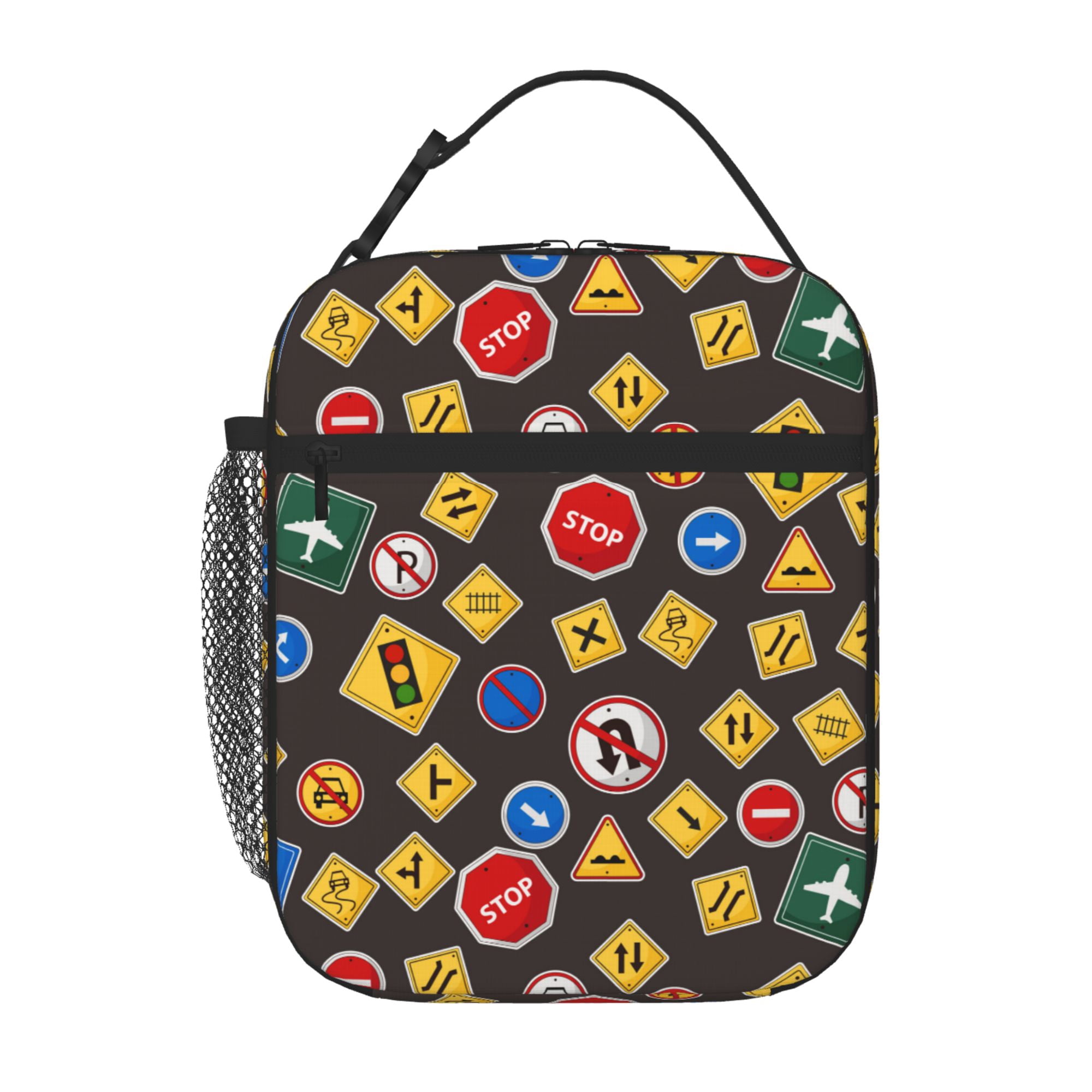 TEQUAN Portable Lunch Bag, Traffic Safety Signs Pattern Reusable ...