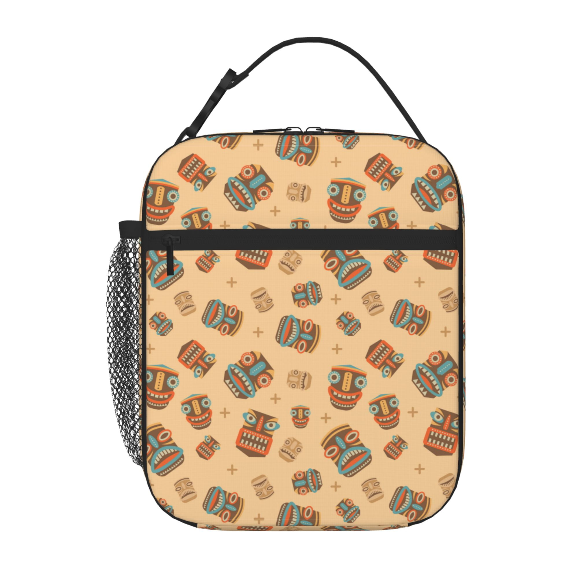 TEQUAN Portable Lunch Bag, Tribal Totem Tiki Masks Pattern Reusable ...