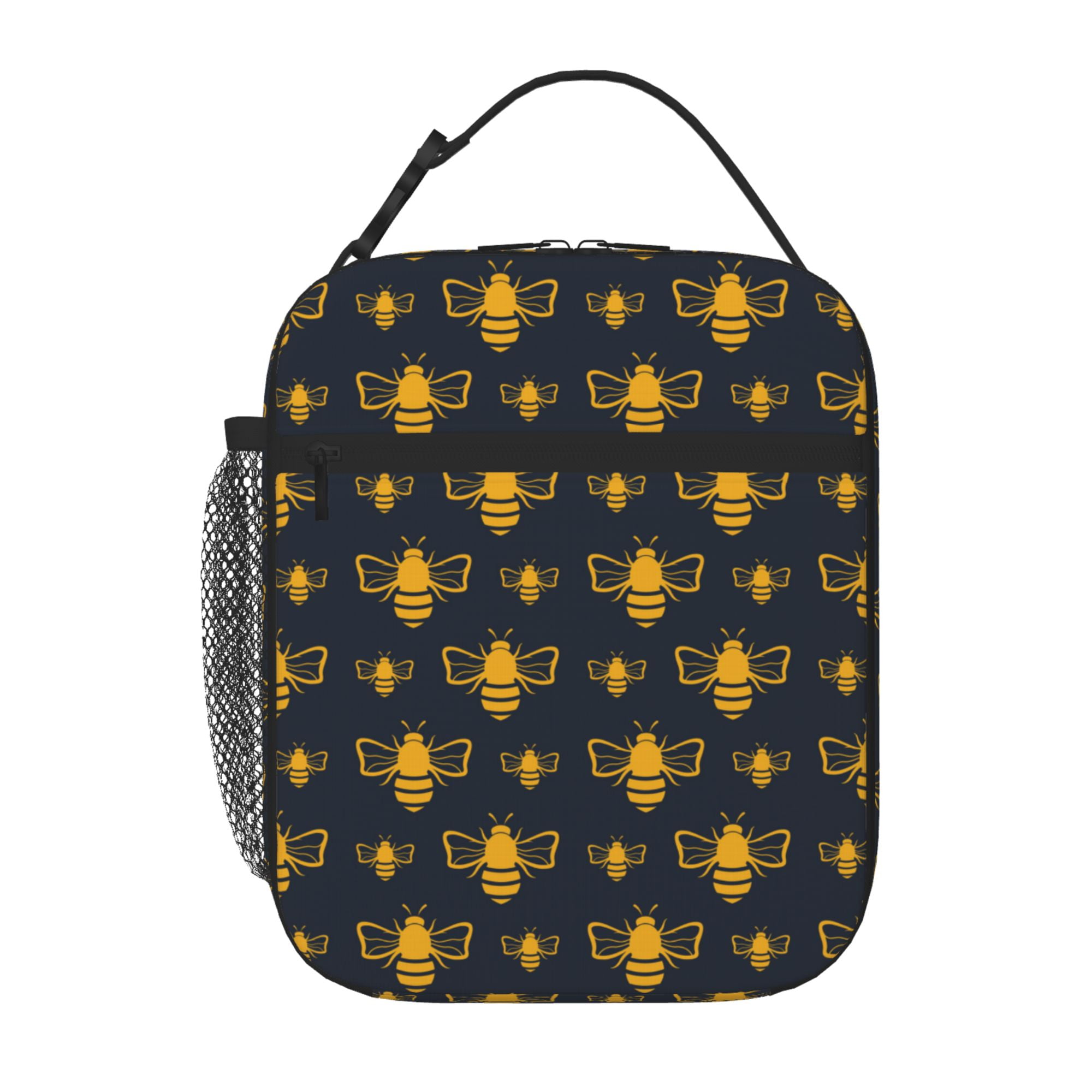 TEQUAN Portable Lunch Bag, Vintage Golden Honeys Bees Pattern Reusable ...