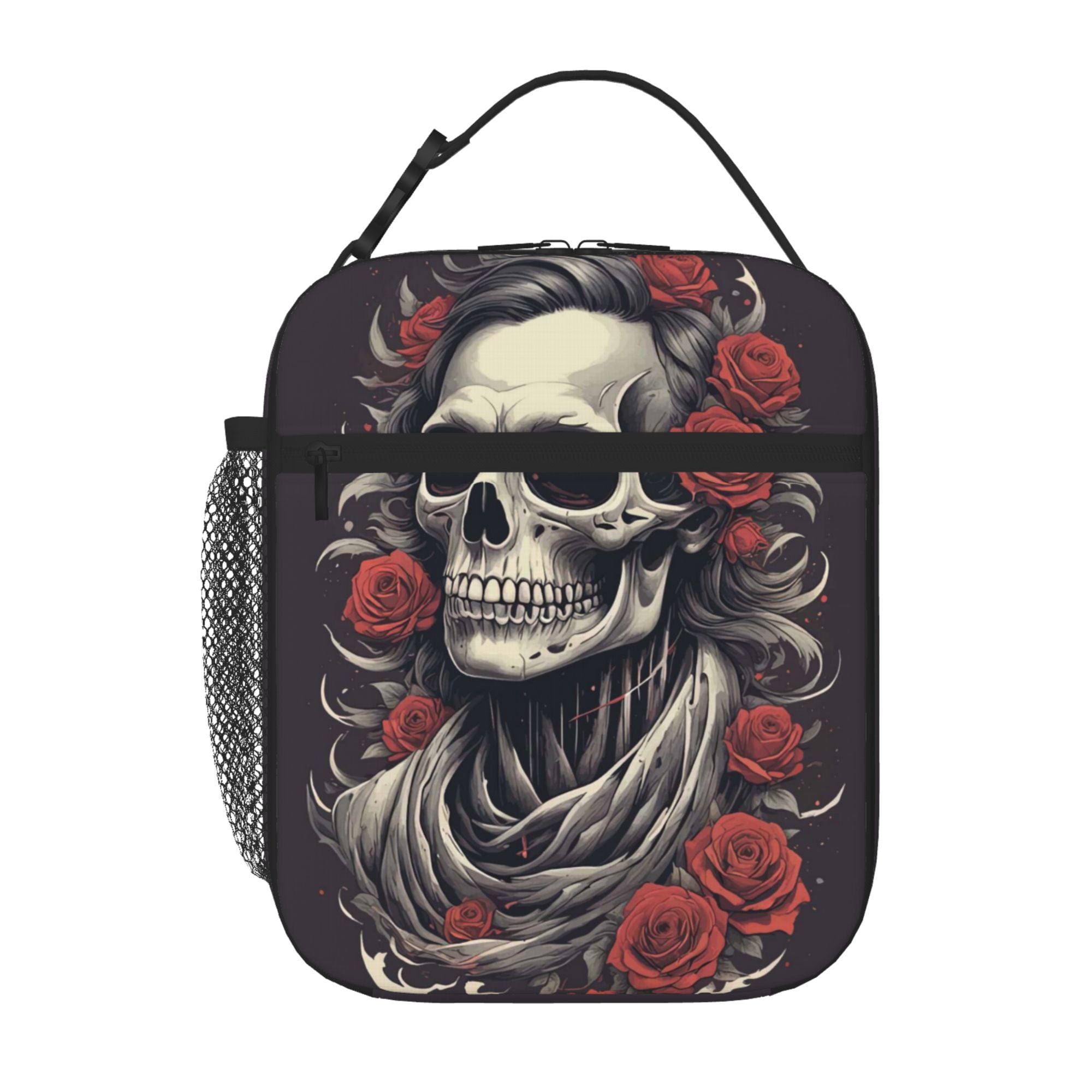 TEQUAN Portable Lunch Bag, Vintage Gothic Skull with Roses Pattern ...