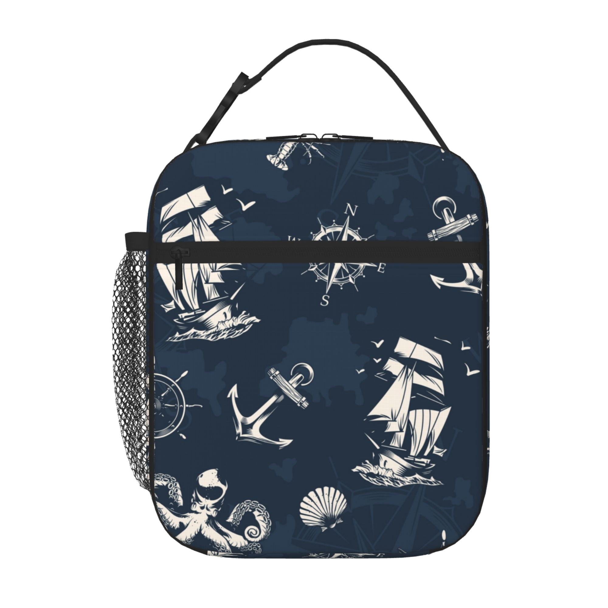 TEQUAN Portable Lunch Bag, Vintage Nautical Compass Anchor Pattern ...