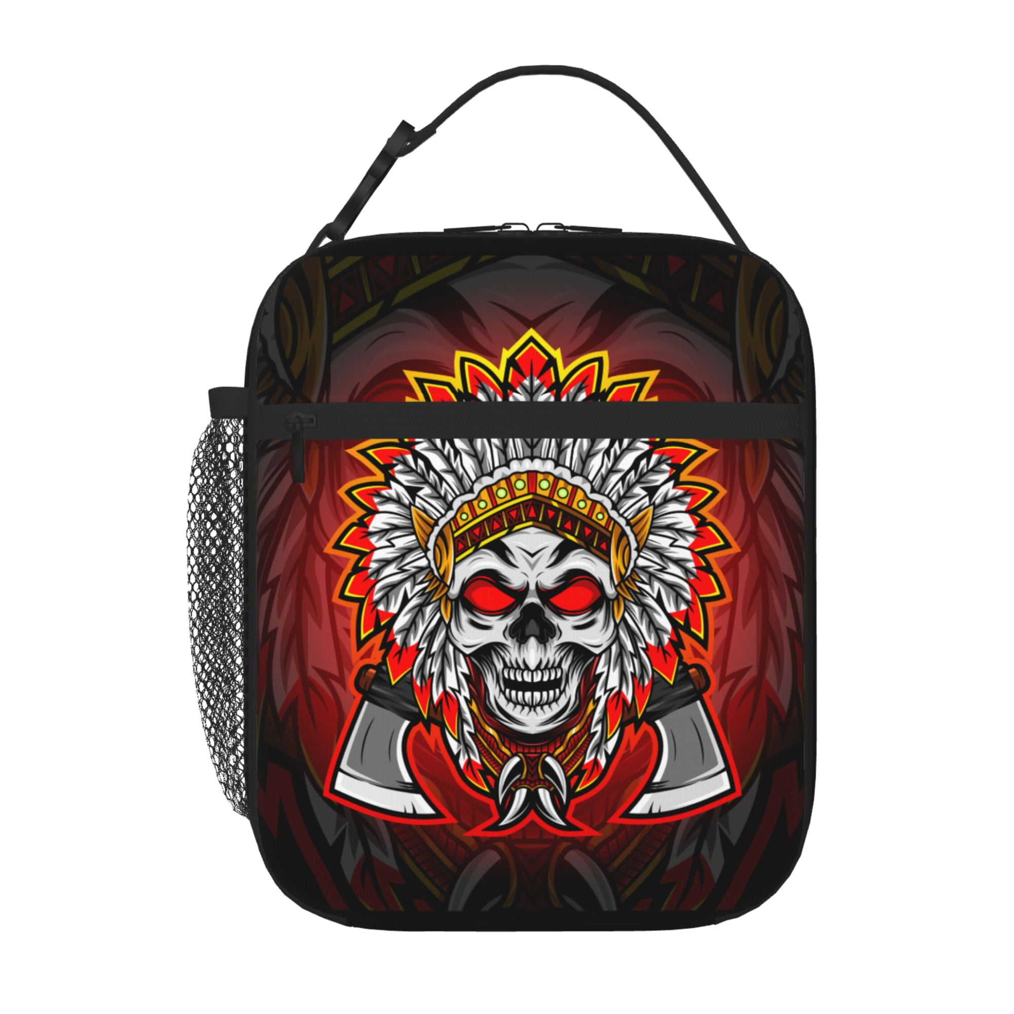 TEQUAN Portable Lunch Bag, Vintage Tribal Style Skull Pattern Reusable ...