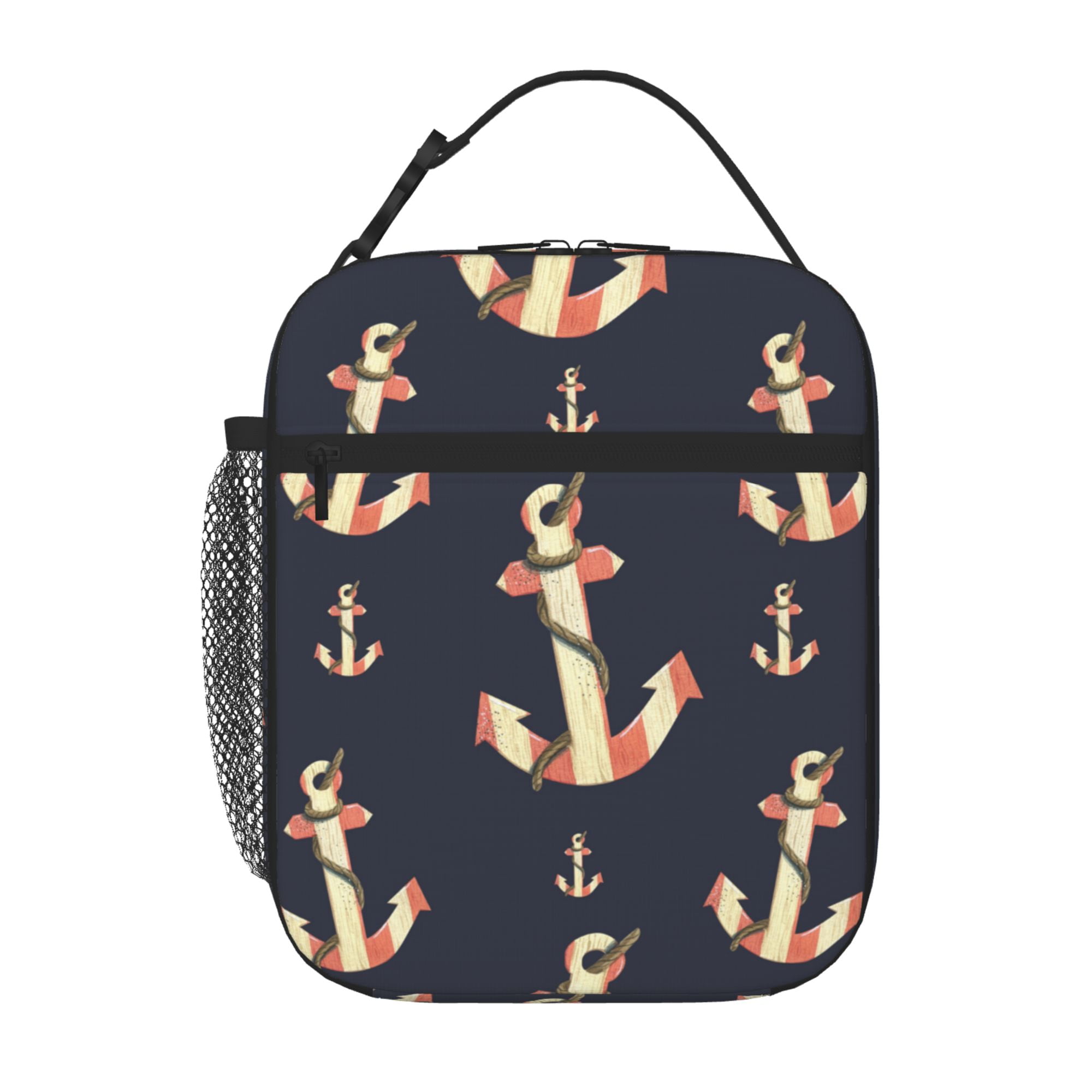 TEQUAN Portable Lunch Bag, Watercolor Anchors Nautical Pattern Reusable ...