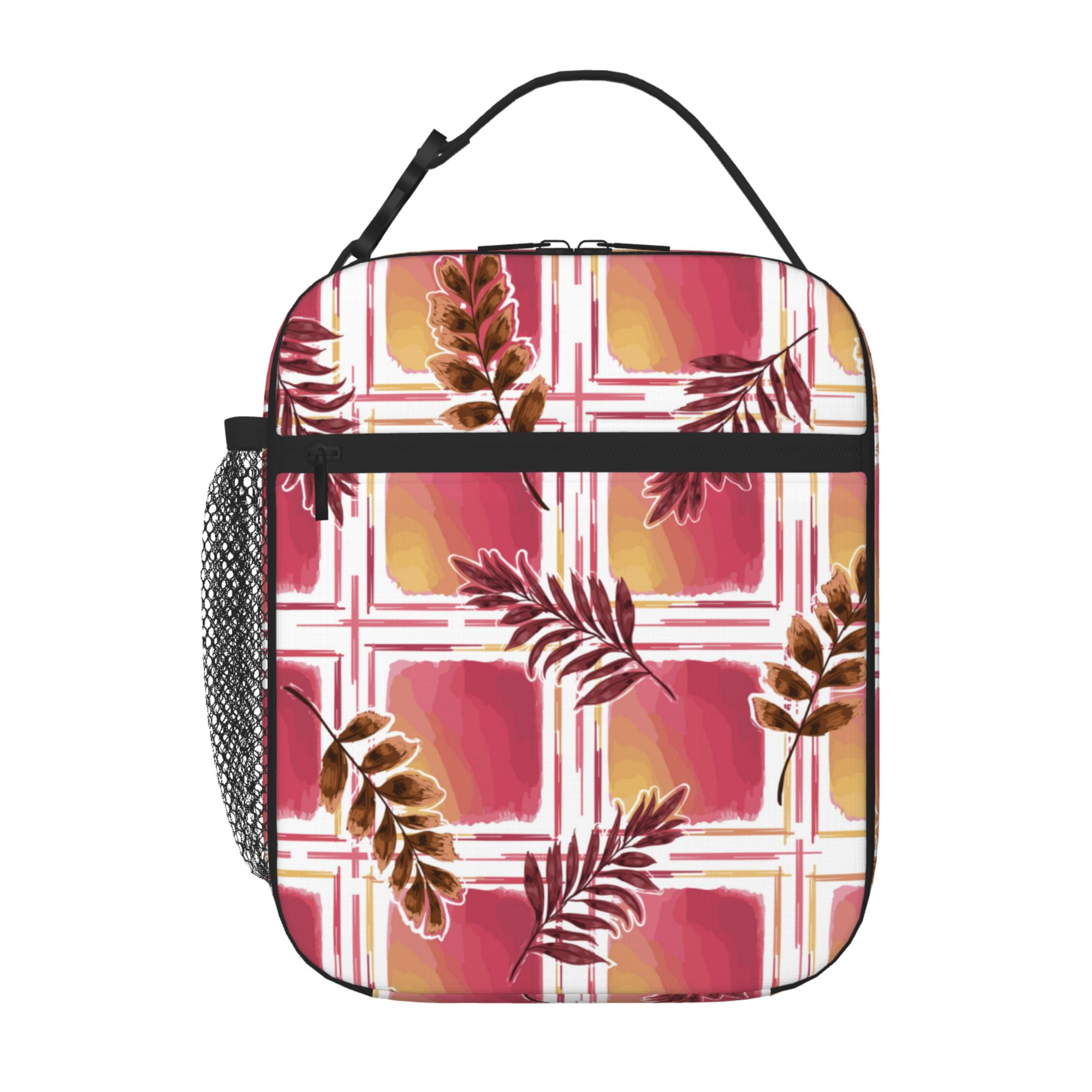 TEQUAN Portable Lunch Bag, Watercolor Hawaii Checkered Pattern Reusable ...