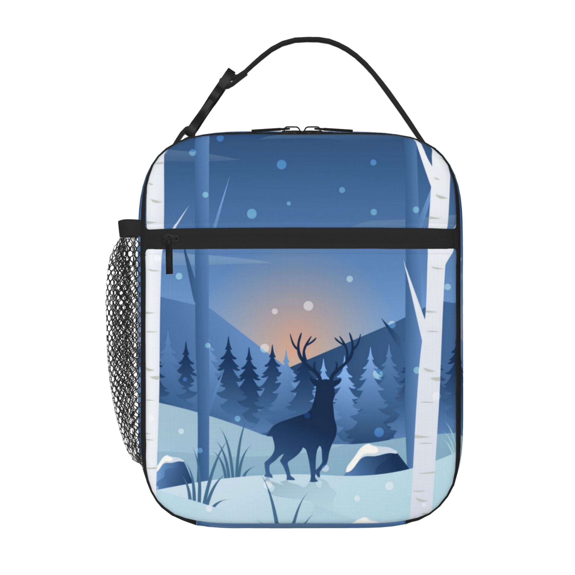 TEQUAN Portable Lunch Bag, Winter Solstice Deer Pattern Reusable ...