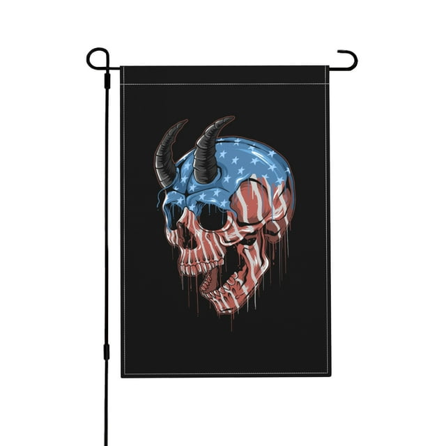TEQUAN Punk Rock American Flag Skull Garden Flags, 18 x 12 inch Double ...