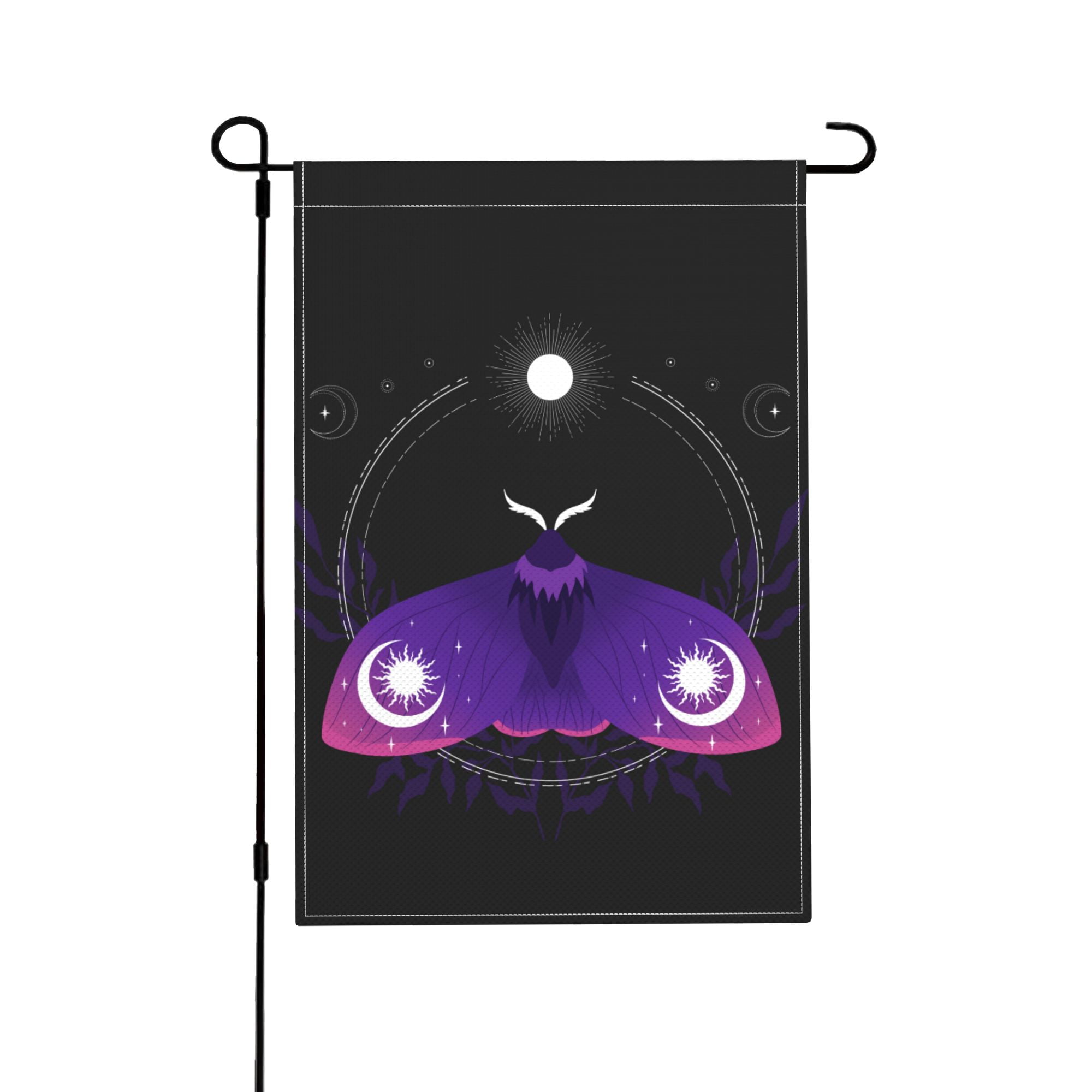 TEQUAN Purple Moth Sun Crescent Moon Garden Flags, 18 x 12 inch Double ...