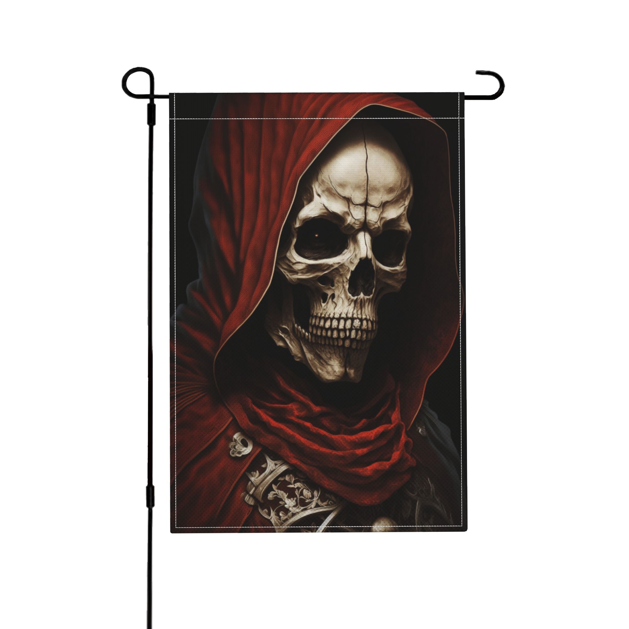 TEQUAN Red Death Skull and Crossbones Garden Flags, 18 x 12 inch Double ...