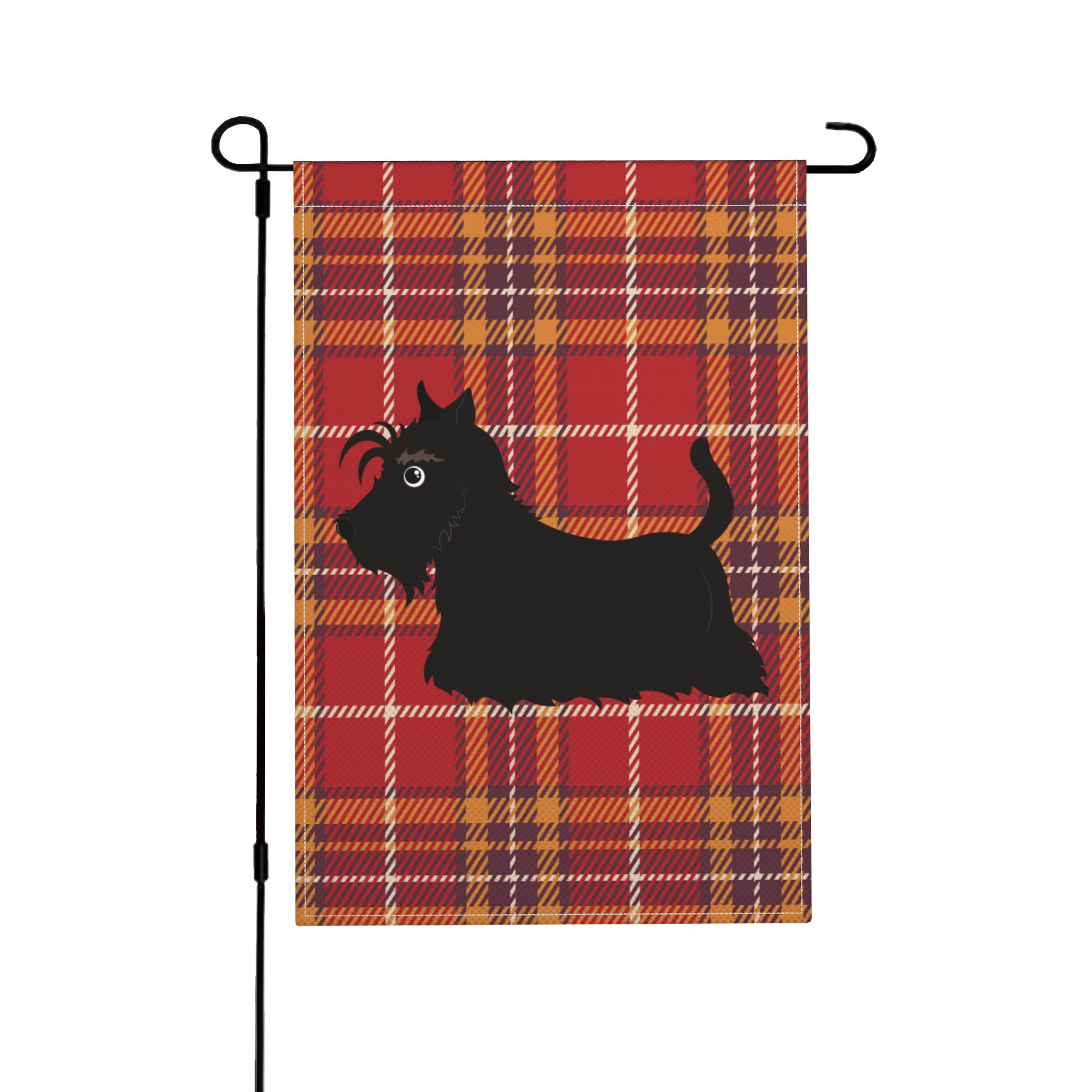 TEQUAN Red Plaid Black Scottish Terrier Garden Flags, 18 x 12 inch ...