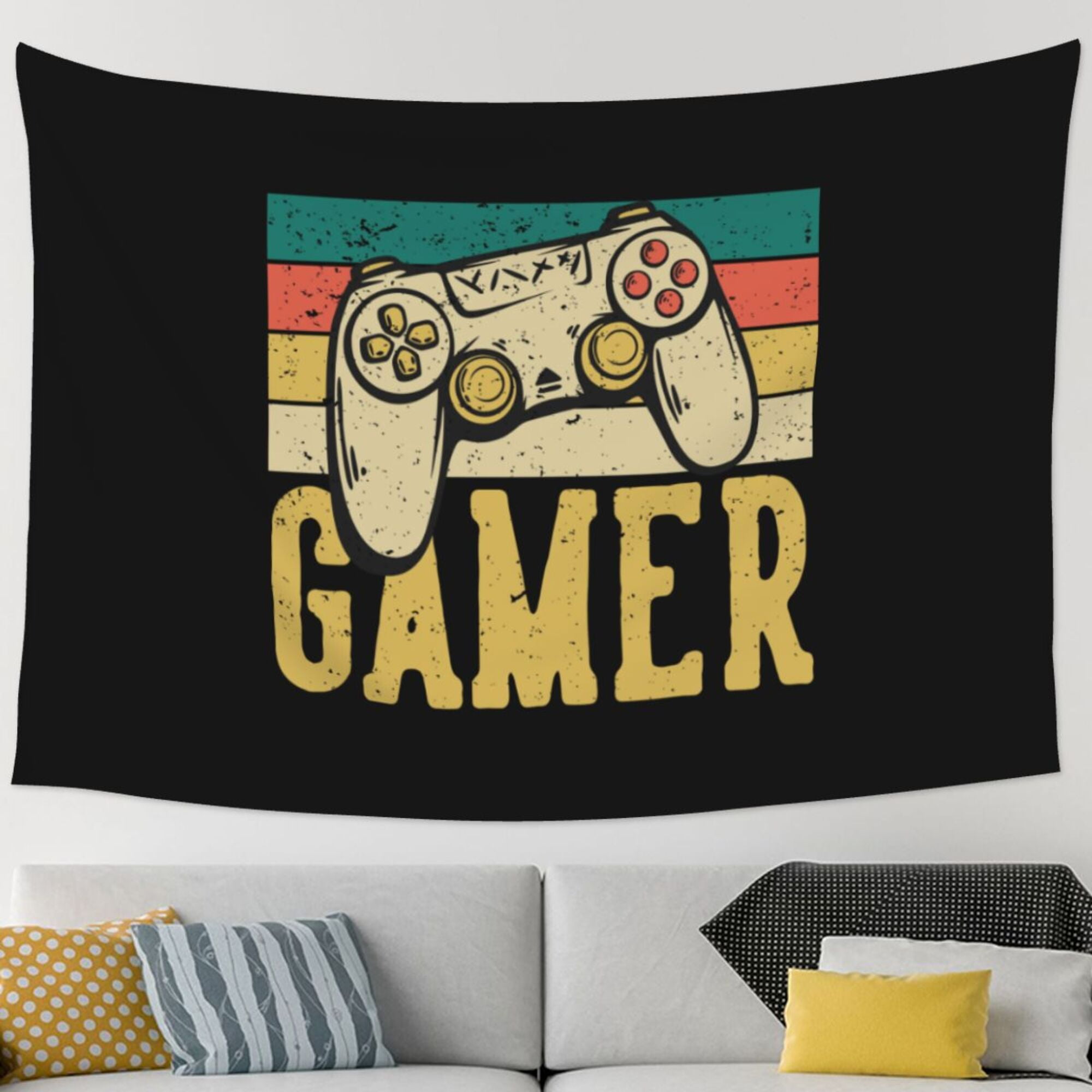 TEQUAN Retro Game Controller Gamer Pattern Large Tapestry, Aesthetic ...