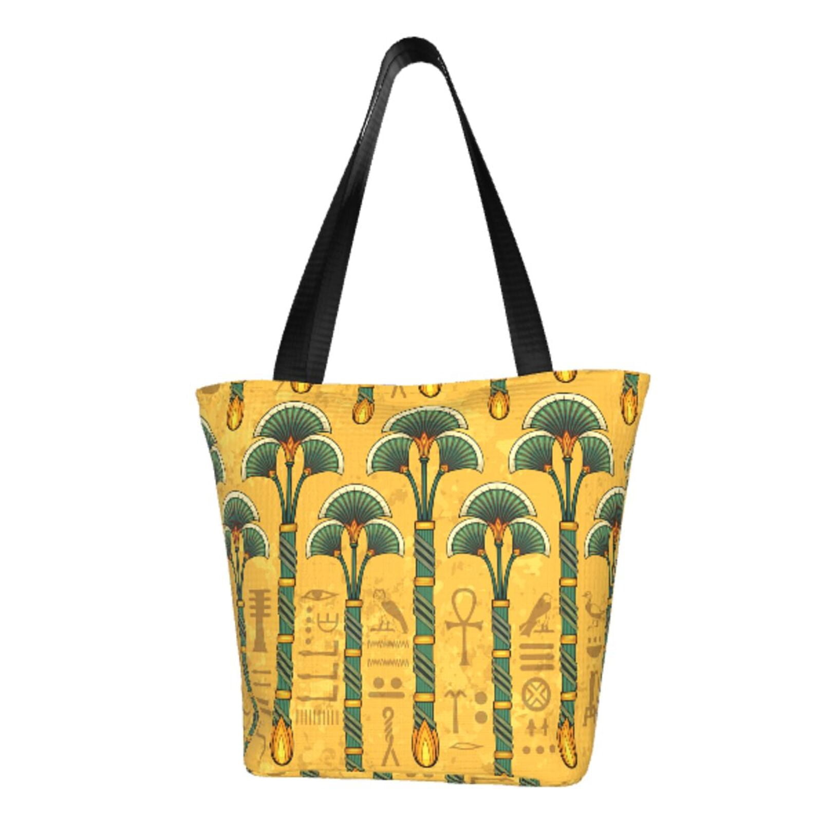 TEQUAN Reusable Shoulder Tote Bags, Ancient Egypt Symbols Hieroglyphics ...