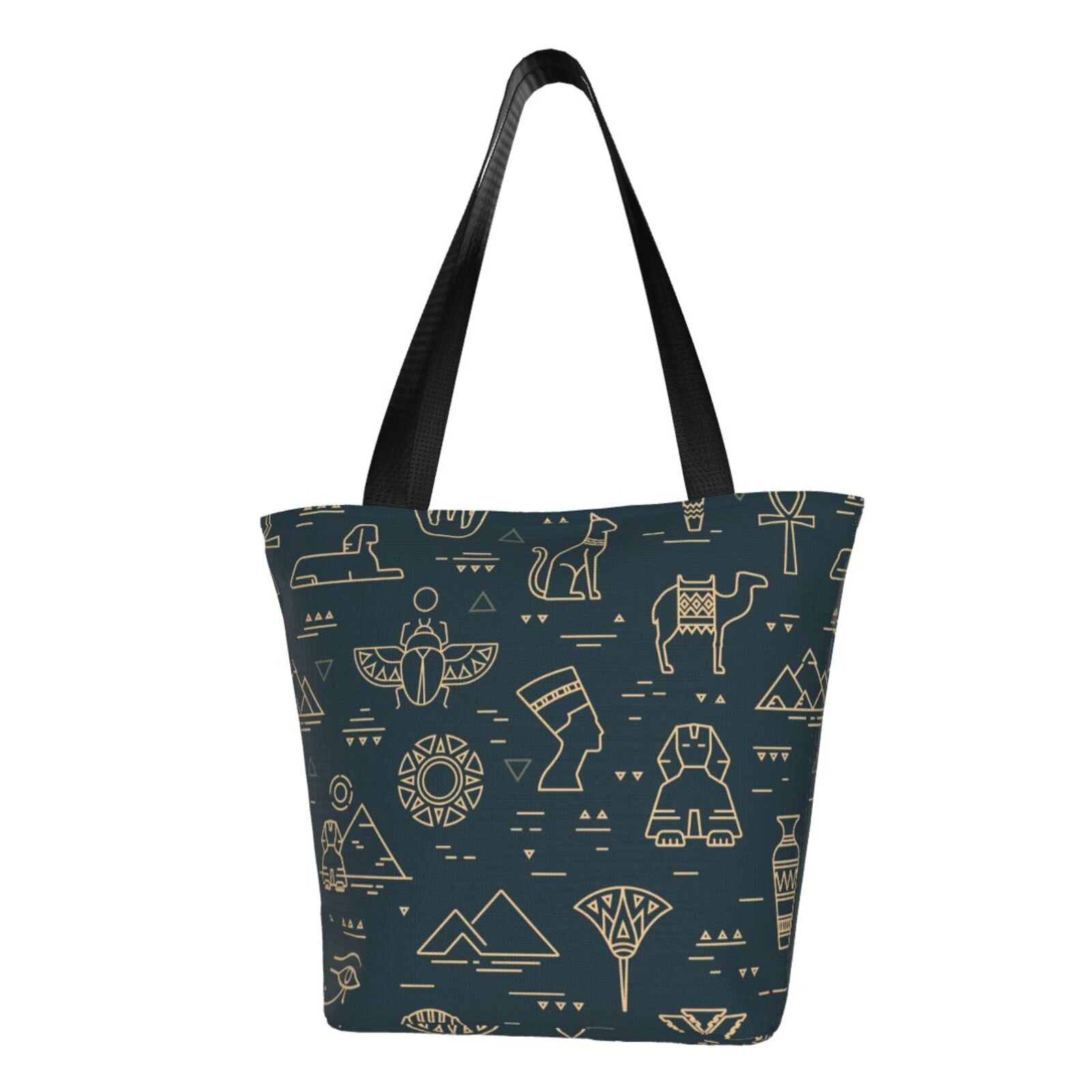 TEQUAN Reusable Shoulder Tote Bags, Ancient Egyptian Symbols Prints ...