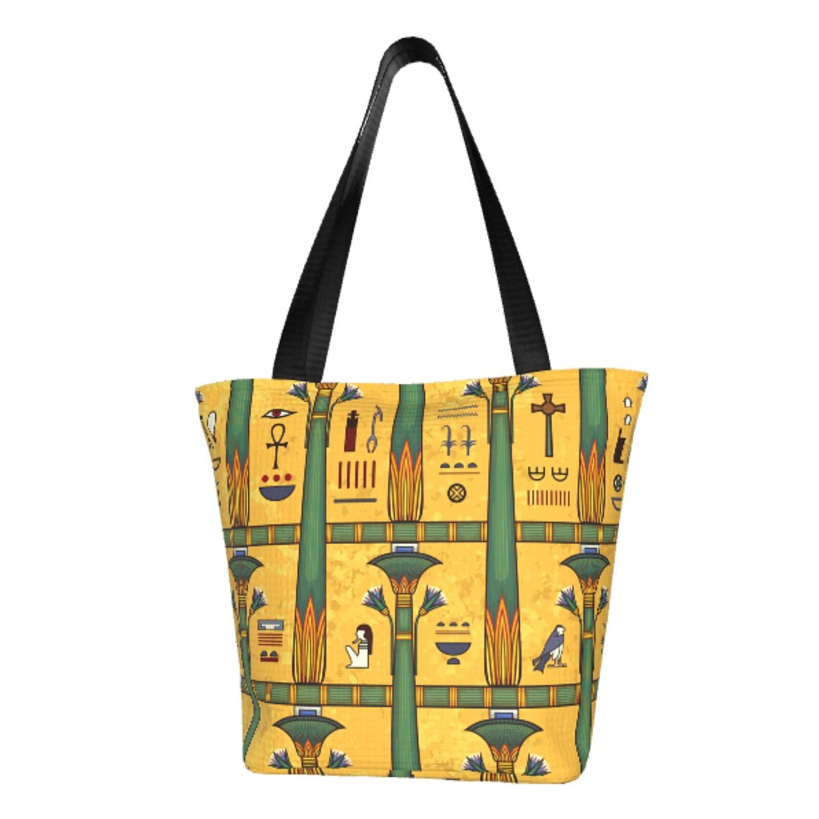 TEQUAN Reusable Shoulder Tote Bags, Cartoon Ancient Egyptian Symbols ...