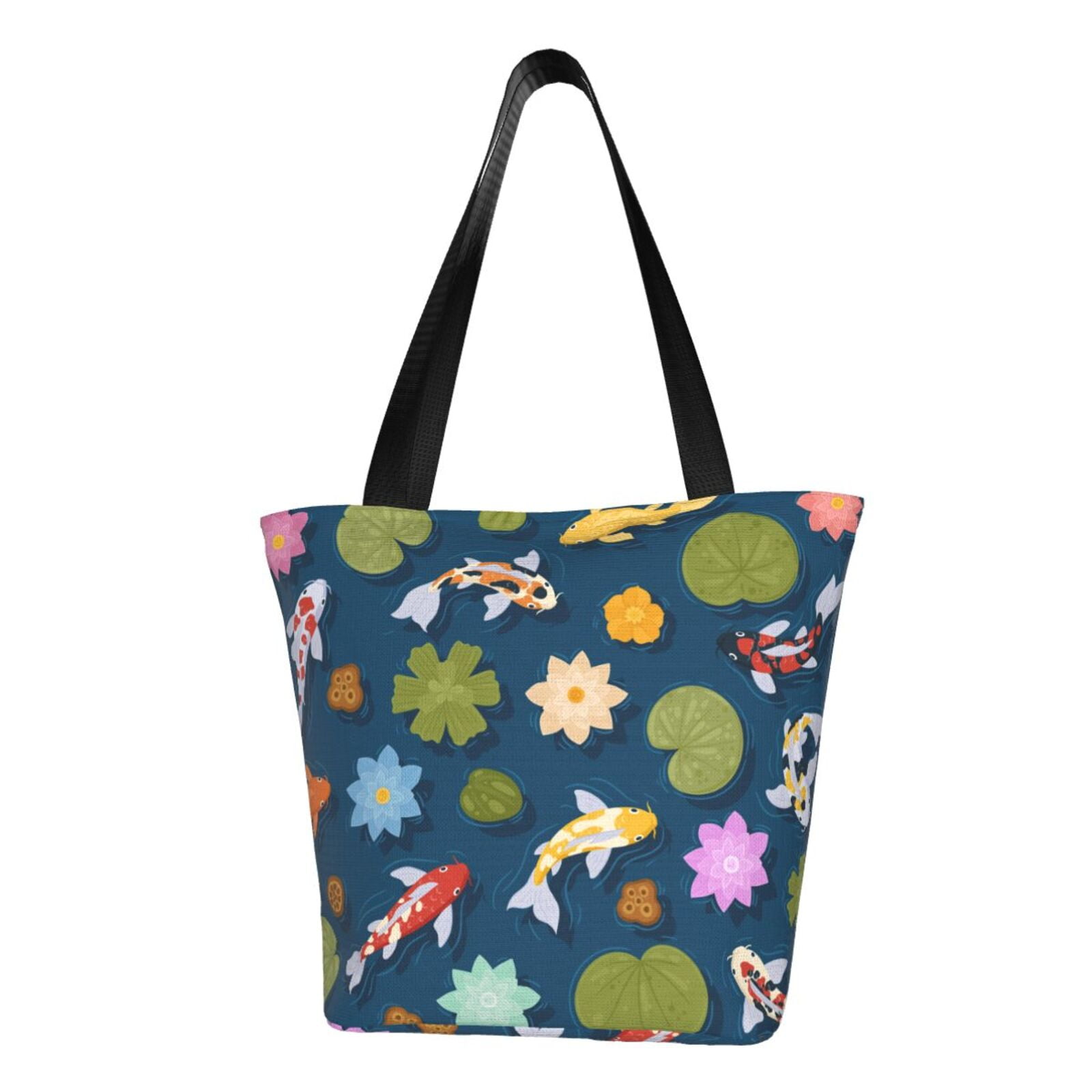 TEQUAN Reusable Shoulder Tote Bags, Cartoon Koi Fish Japanese Carp ...