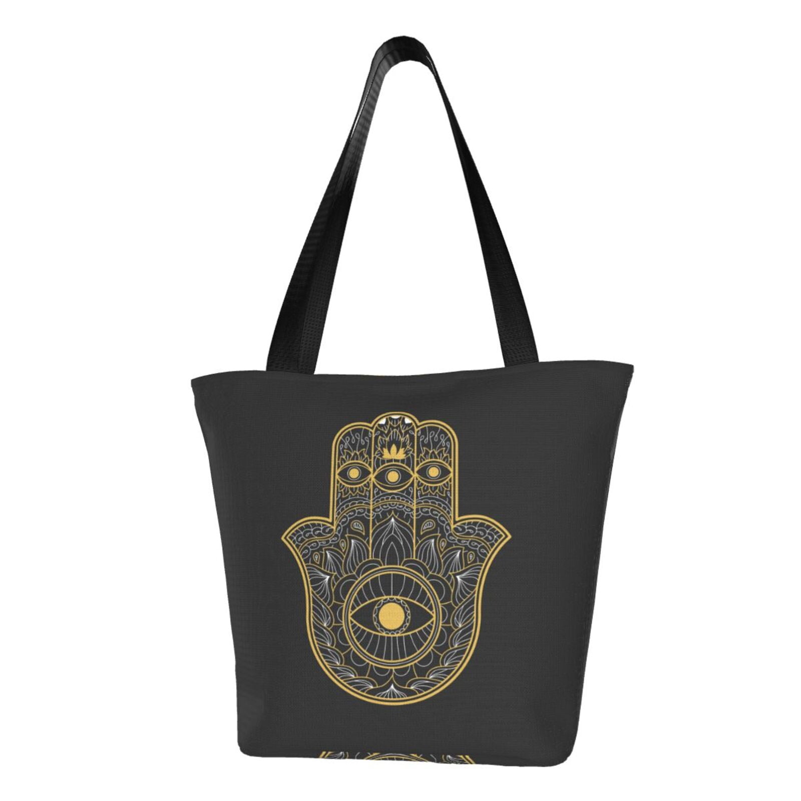 TEQUAN Reusable Shoulder Tote Bags, Fatima Evil Eye Hamsa Hand Prints Polyester Casual Shopping ...