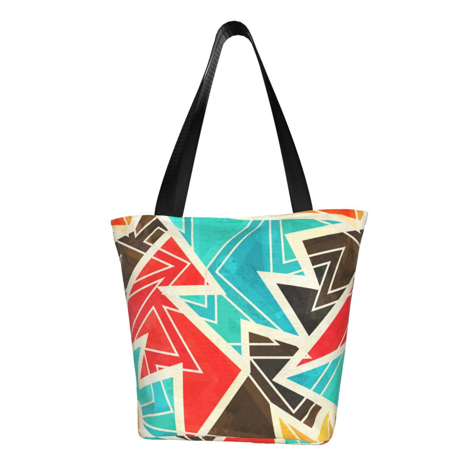 TEQUAN Reusable Shoulder Tote Bags, Graffit Fashion Stripes Zigzag Line ...