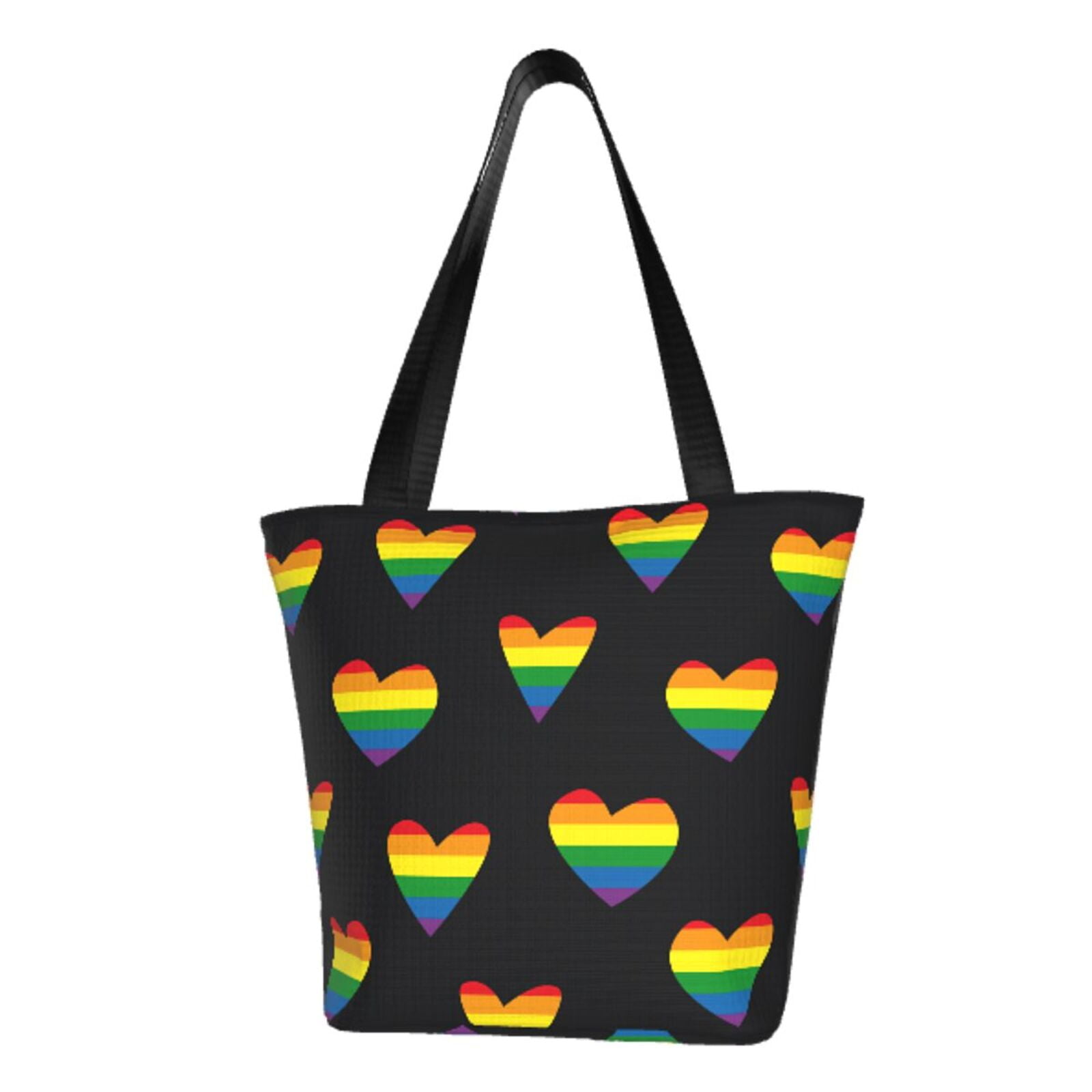 TEQUAN Reusable Shoulder Tote Bags, Rainbow Hearts Lgbt Pride Prints ...
