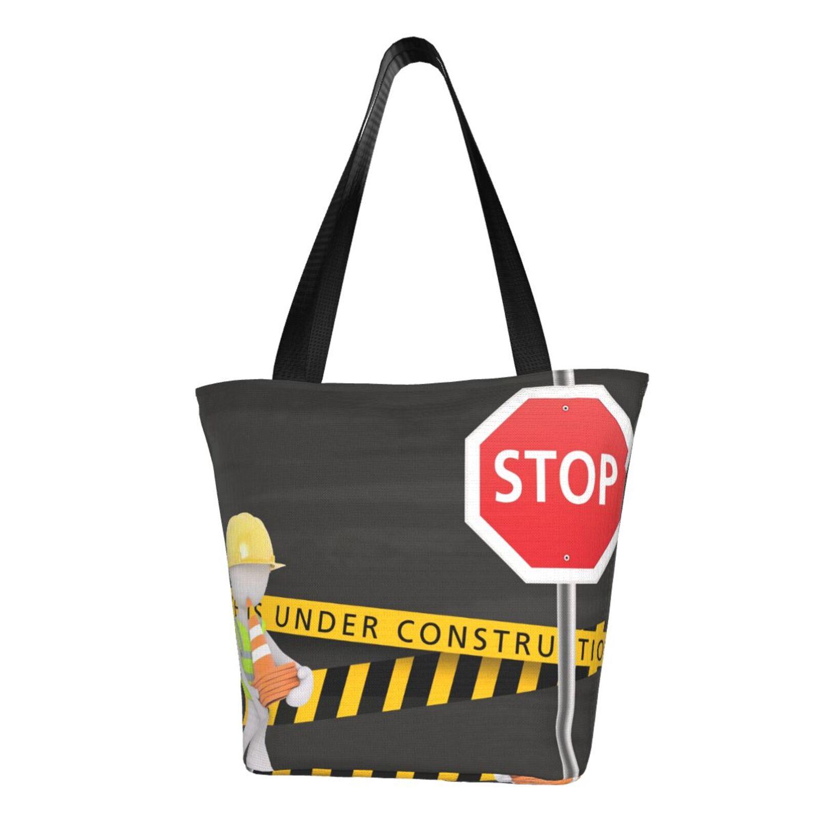 TEQUAN Reusable Shoulder Tote Bags, Under Construction Site Prints ...
