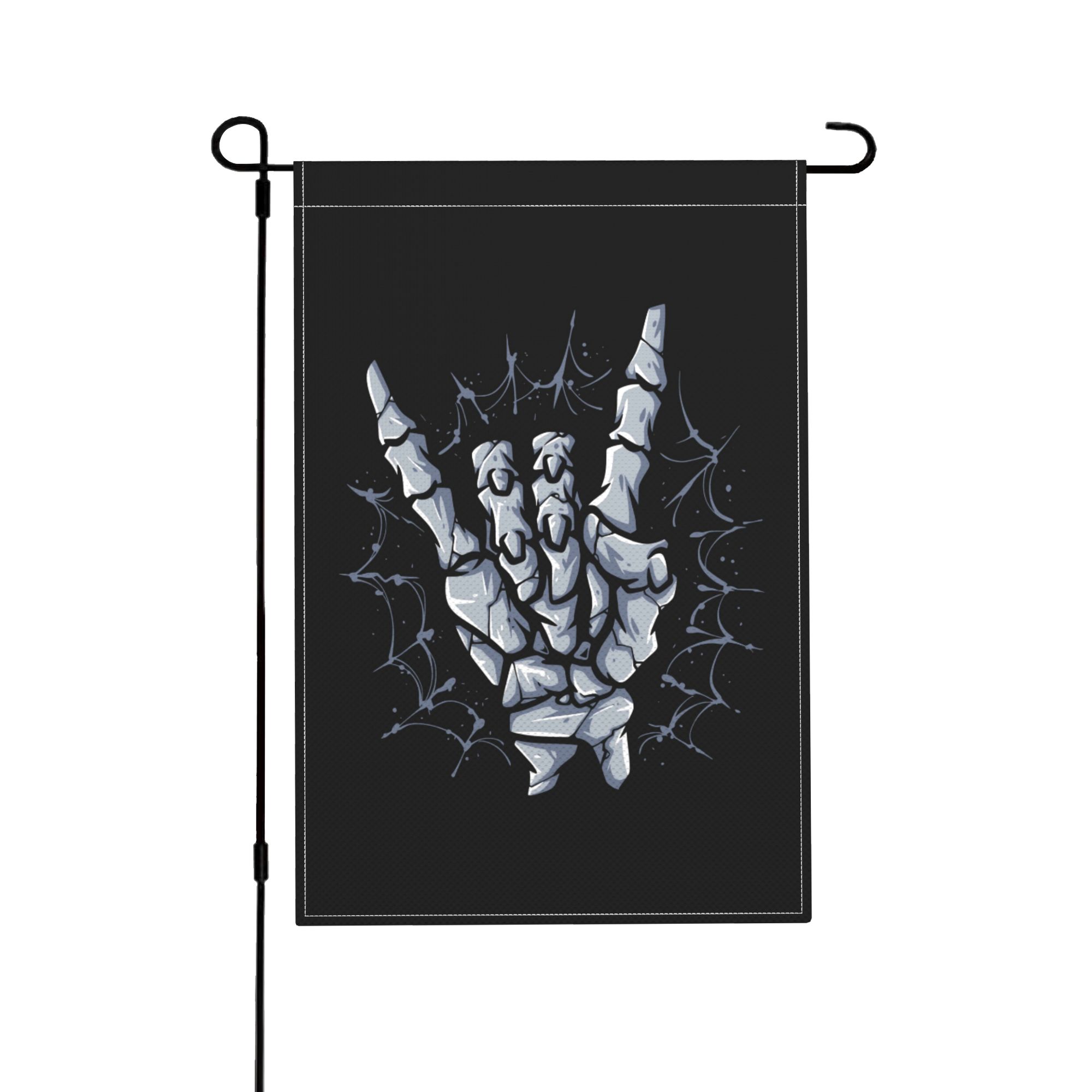 TEQUAN Rock Skeleton Hand Gesture Garden Flags, 18 x 12 inch Double ...