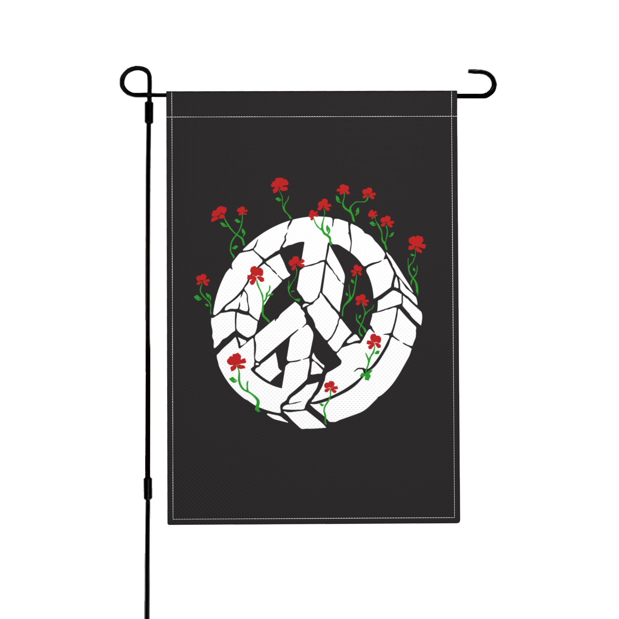 TEQUAN Roses Flowers Peace Sign Garden Flags, 18 x 12 inch Double Sided ...