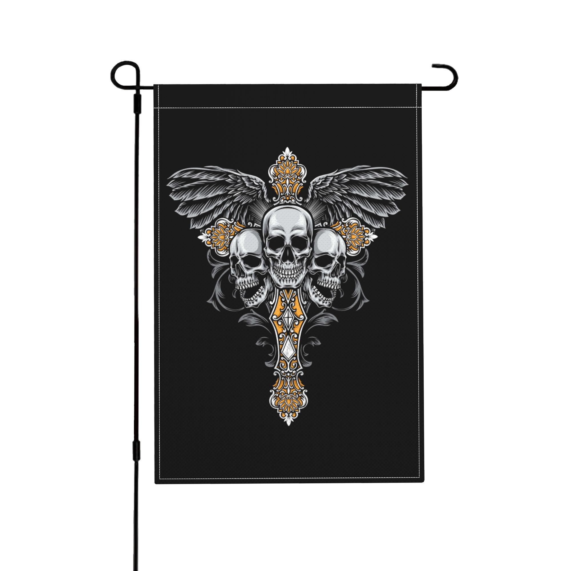 TEQUAN Skulls Gothic Cross Garden Flags, 18 x 12 inch Double Sided ...