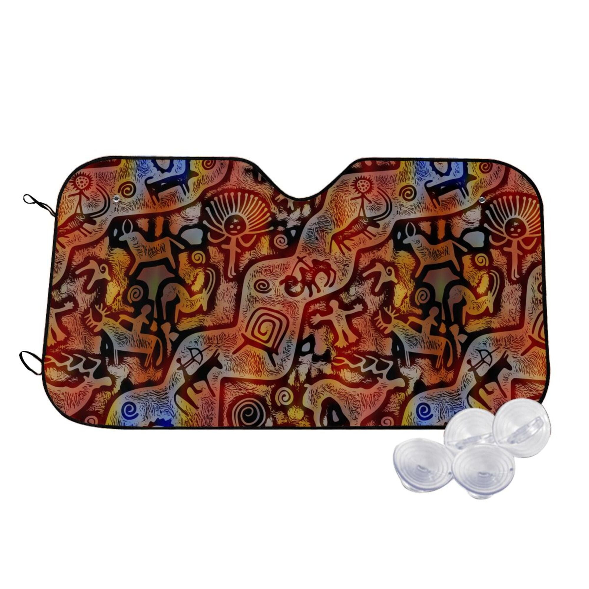 TEQUAN Sunshade for Car Windshield, Ancient Petroglyphs Cave Drawings ...