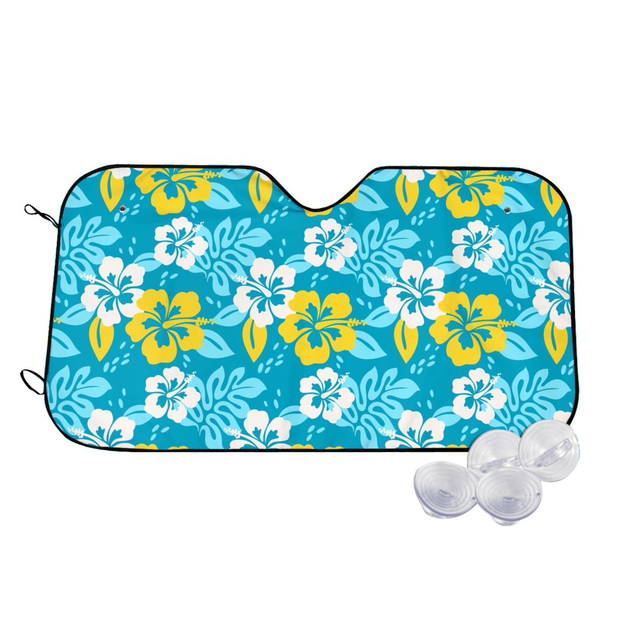 TEQUAN Sunshade for Car Windshield, Blue Hawaiian Flowers Pattern Car ...