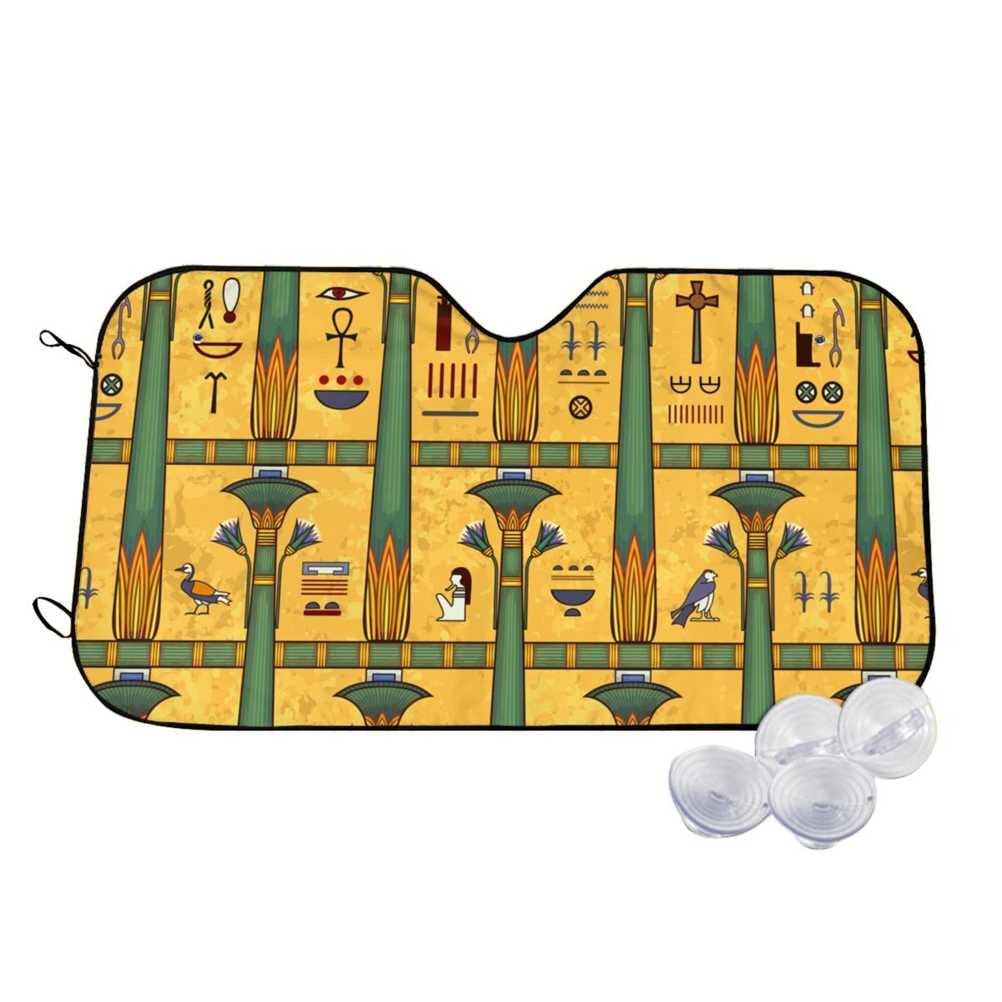 TEQUAN Sunshade for Car Windshield, Cartoon Ancient Egyptian Symbols Pattern Car Sun Shade, 55 ...