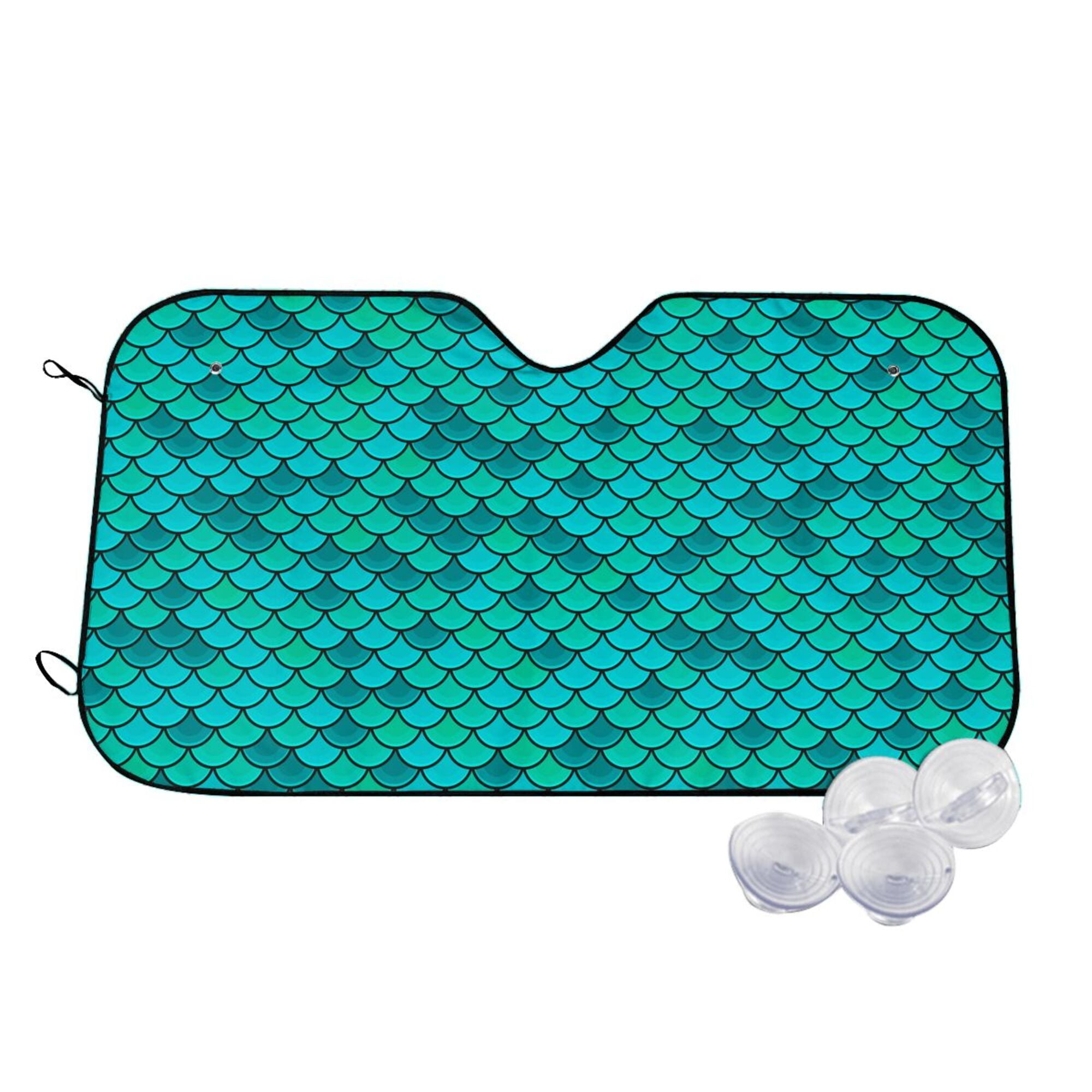 TEQUAN Sunshade for Car Windshield, Cartoon Blue Fish Scales Pattern ...