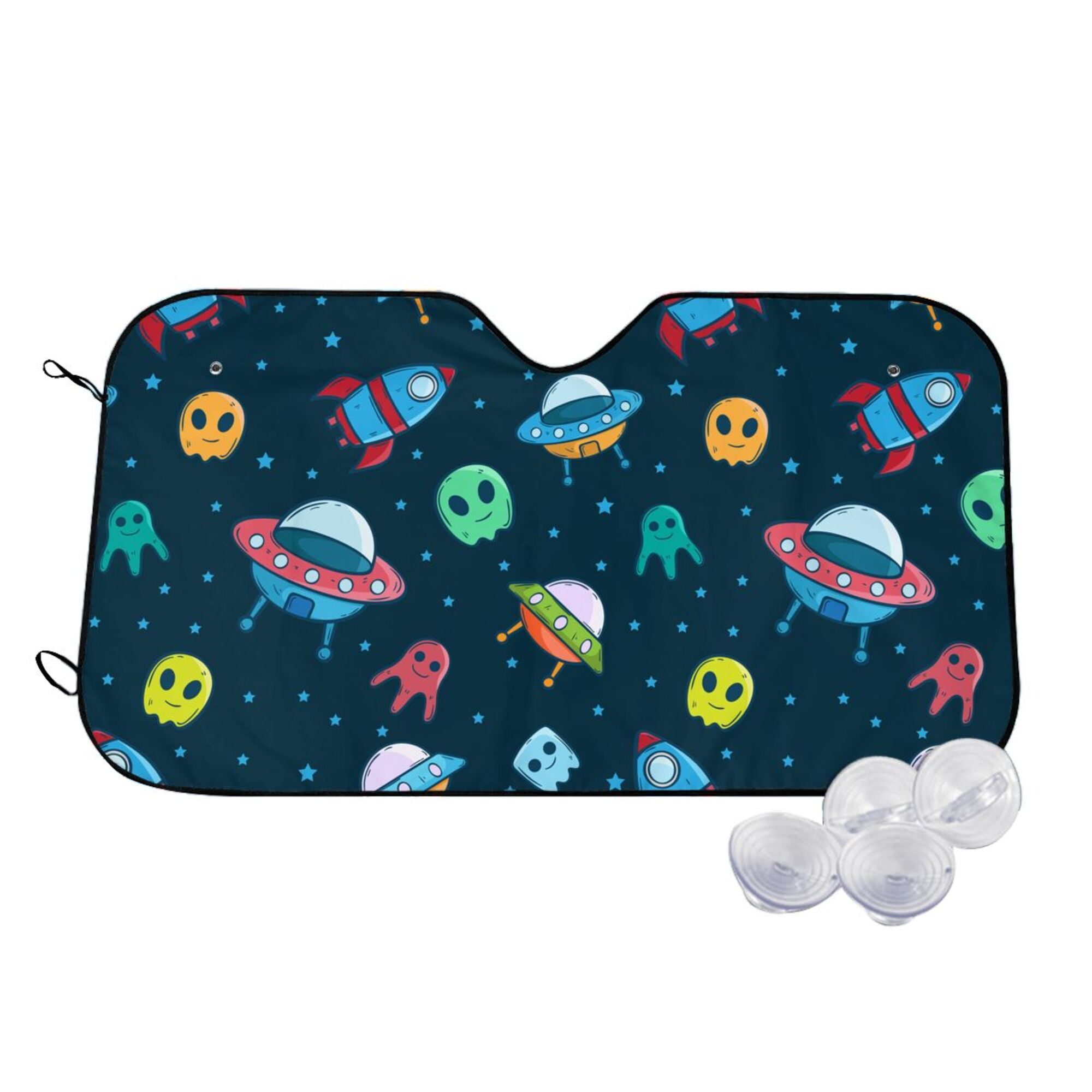 TEQUAN Sunshade for Car Windshield, Cartoon UFO Spaceship Rockets ...