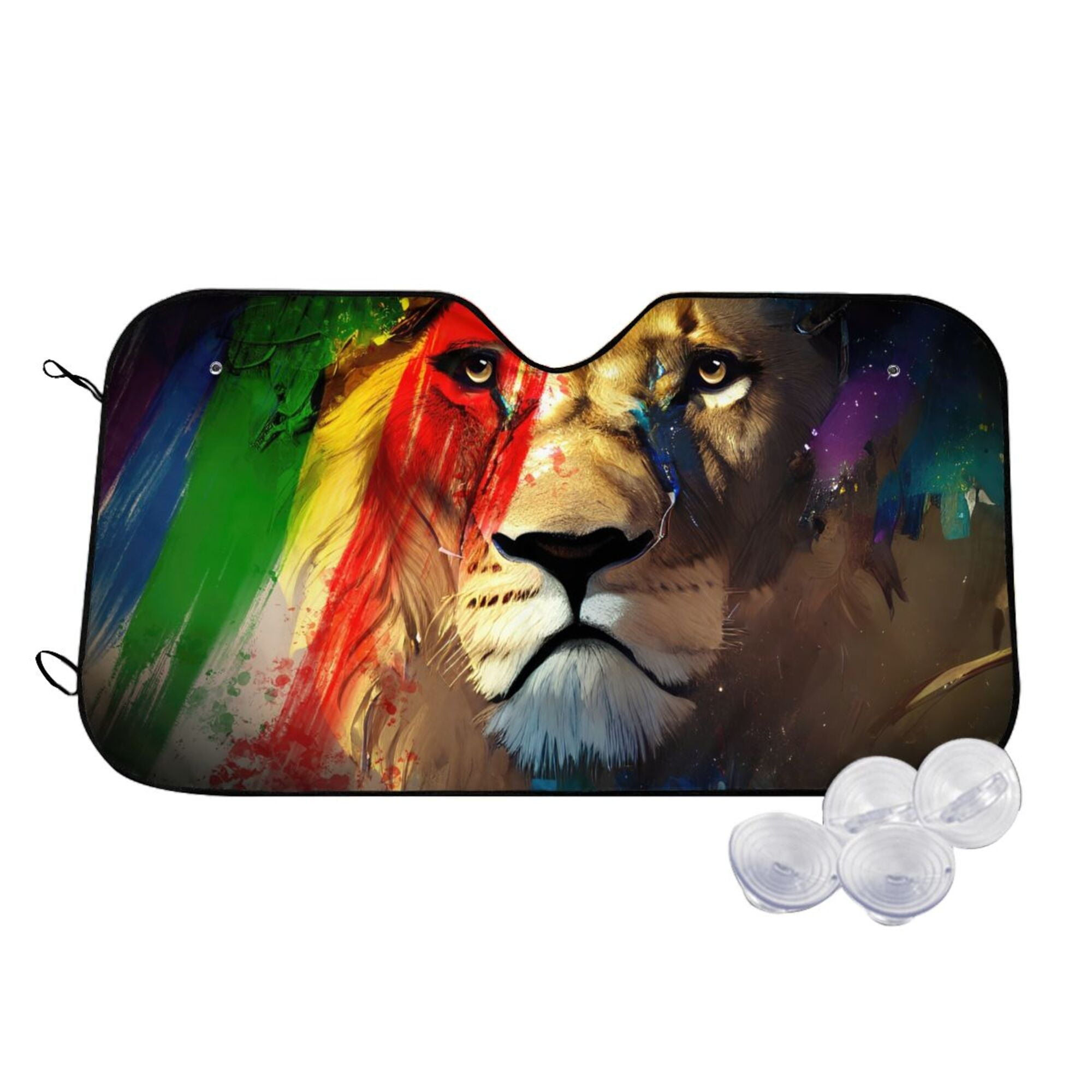 TEQUAN Sunshade for Car Windshield, Colorful Lion King Pattern Car Sun ...